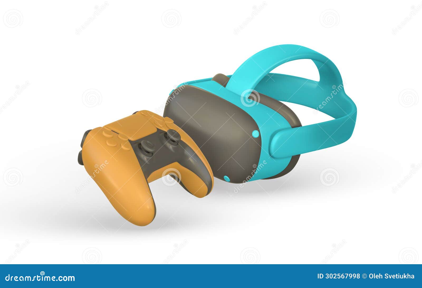 Virtual Reality Headset and Controller for Gaming. 3d VR Glasses ...
