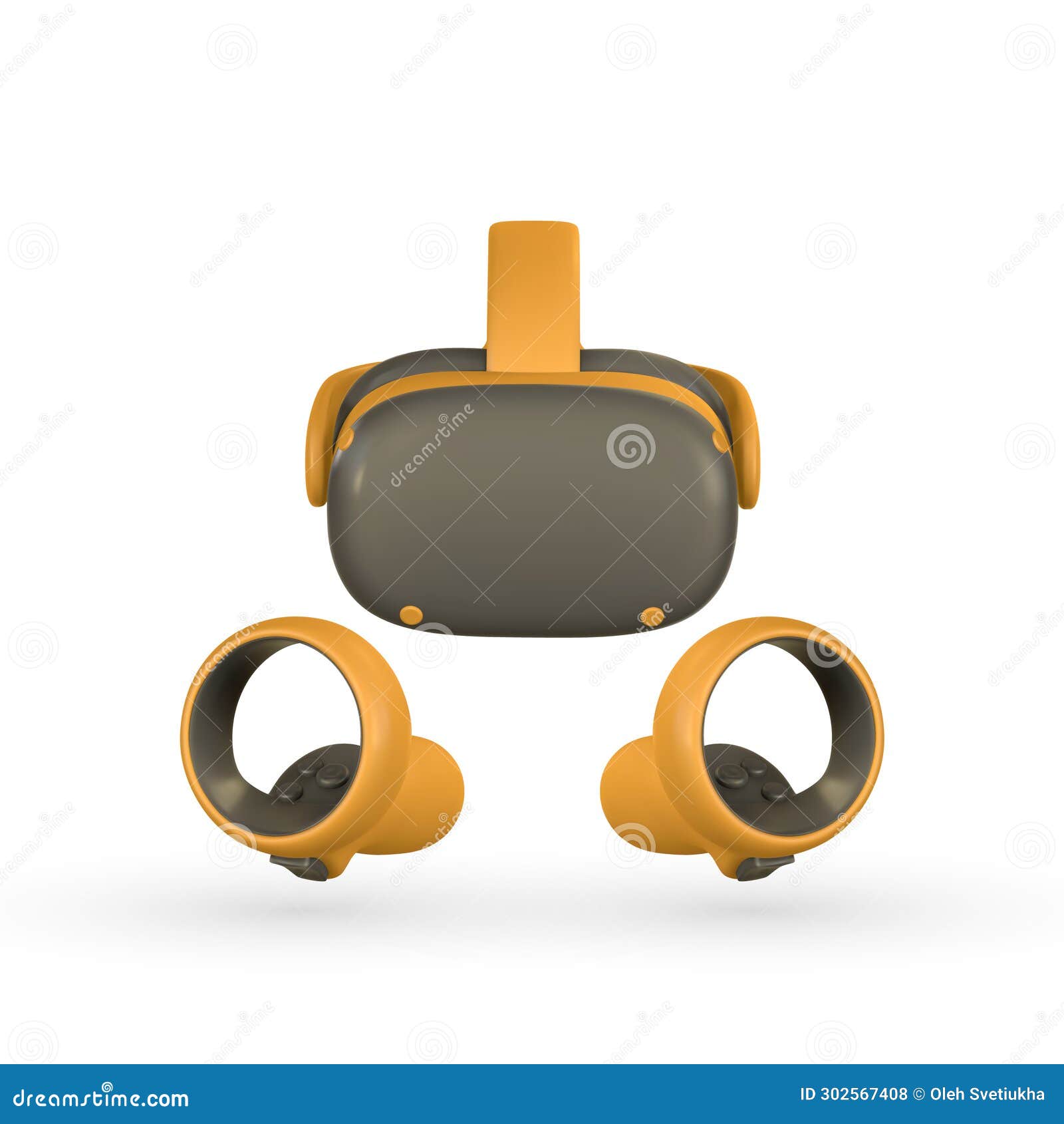 Virtual Reality Headset and Controllers for Gaming. 3d VR Glasses ...