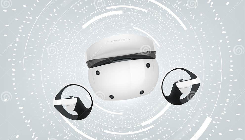 Virtual Reality Headset and Controllers for Gaming. VR Helmet Stock ...