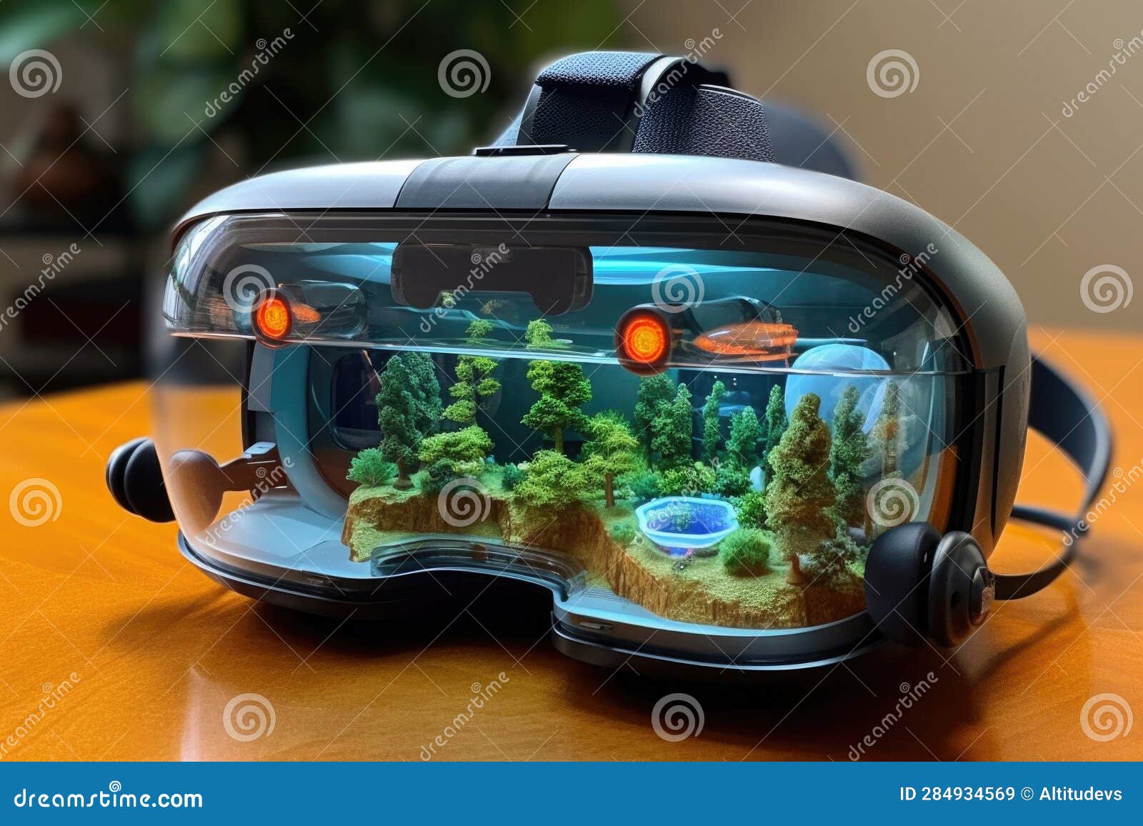 Virtual Reality Headset Displaying Ai Assistant Stock Image - Image of ...