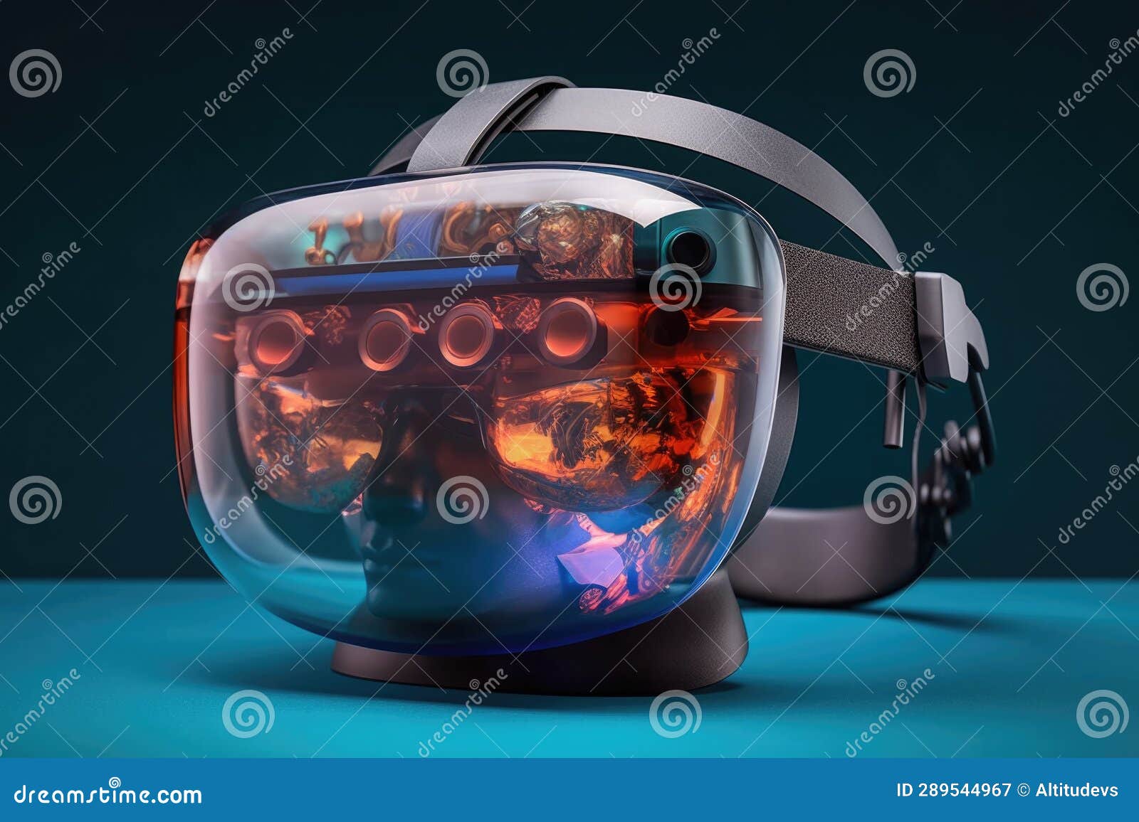 Virtual Reality Headset Displaying Ai Assistant Stock Image - Image of ...