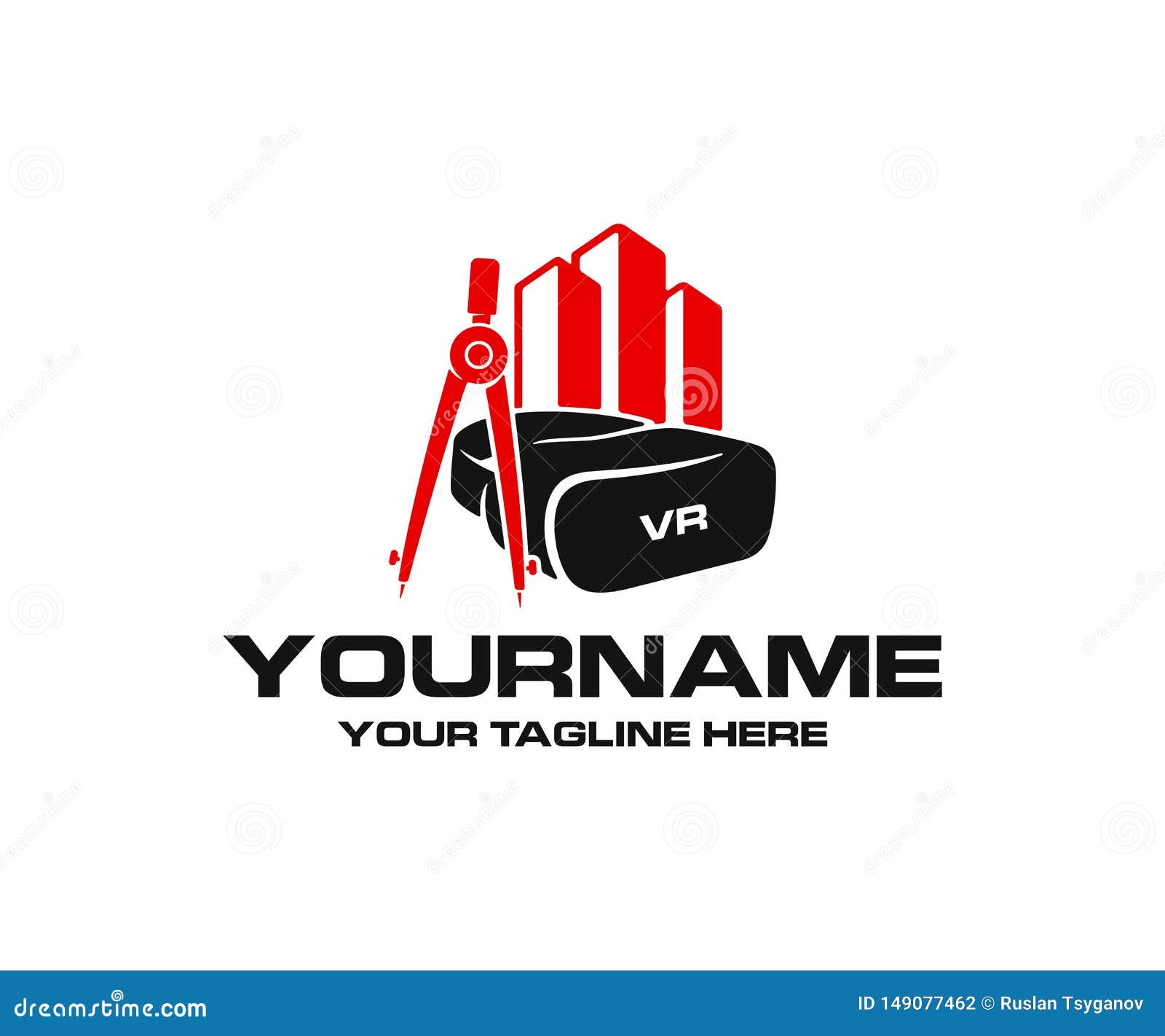 Virtual Reality Headset and Glasses, Drawing Compass and Property or ...