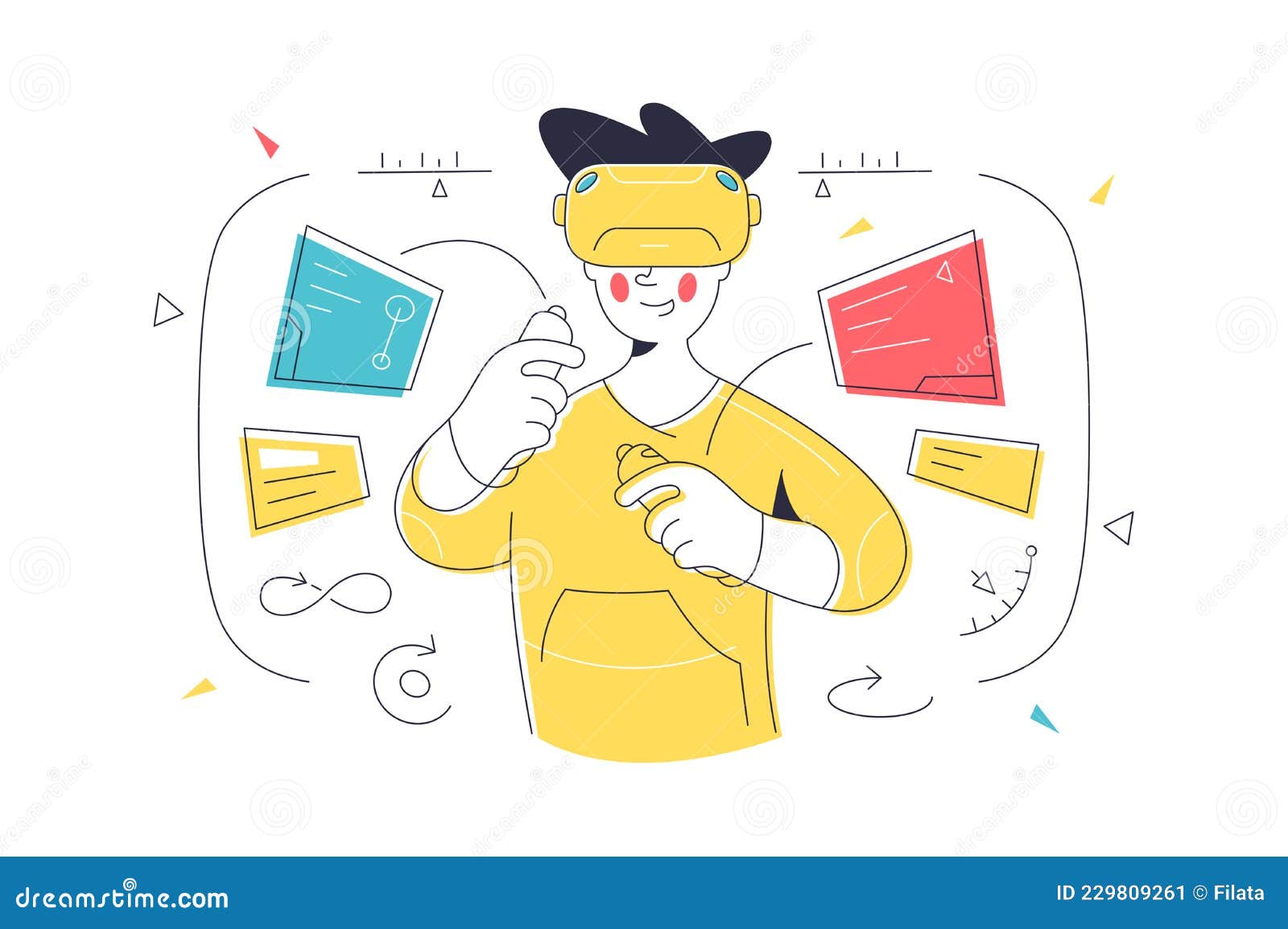 Virtual Reality Headset with Interface Stock Vector - Illustration of ...