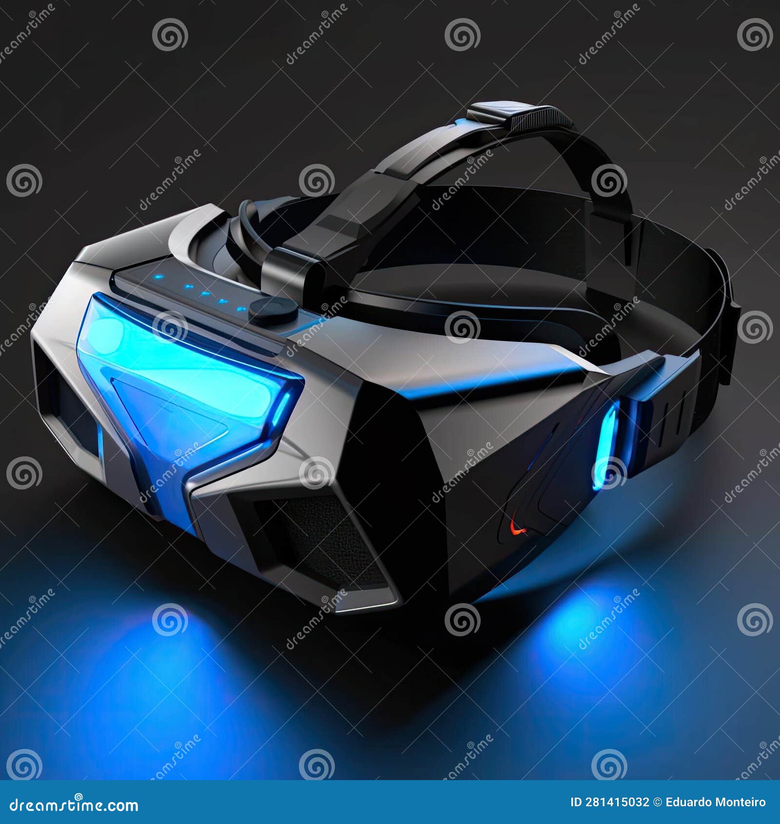 Virtual Reality Headset Isolated on Black Background - 3D Render ...