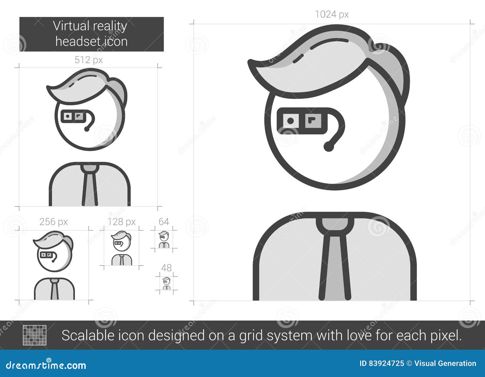Virtual Reality Headset Line Icon. Stock Vector - Illustration of ...