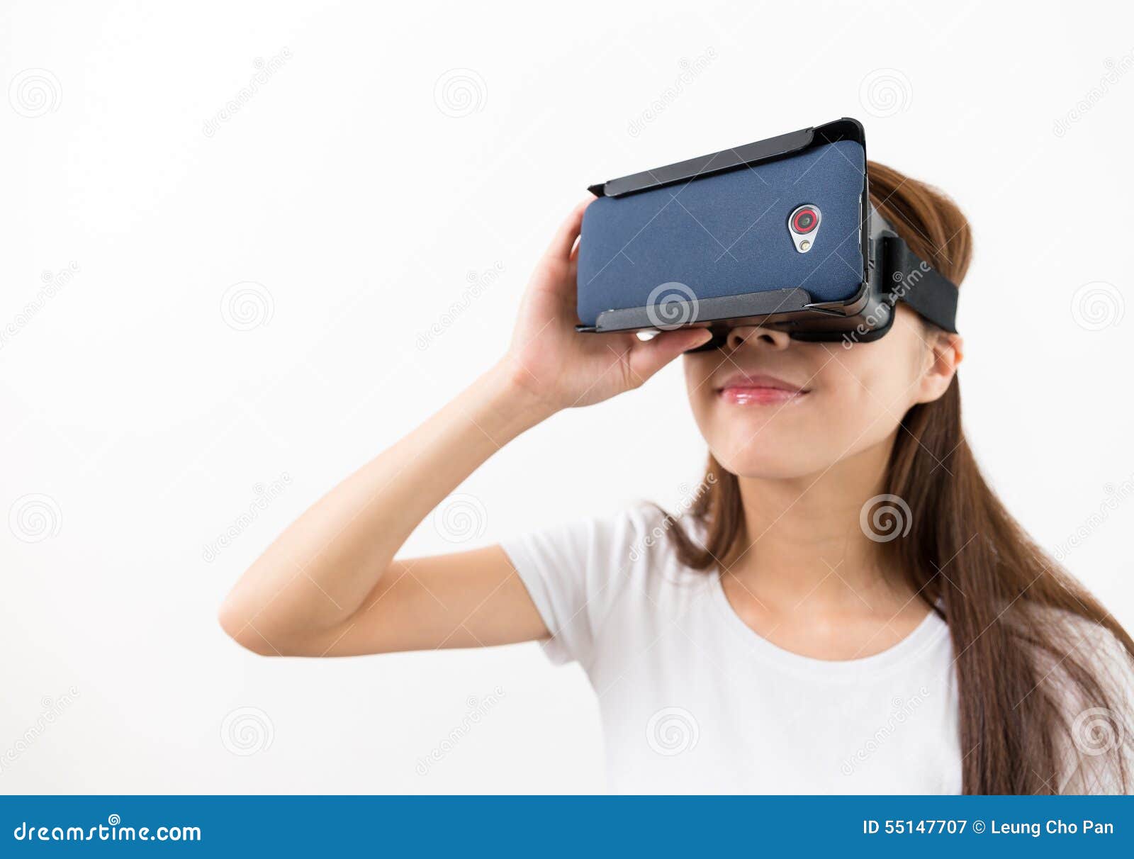 Virtual Reality Headset on Woman Playing Video Games Stock Image ...