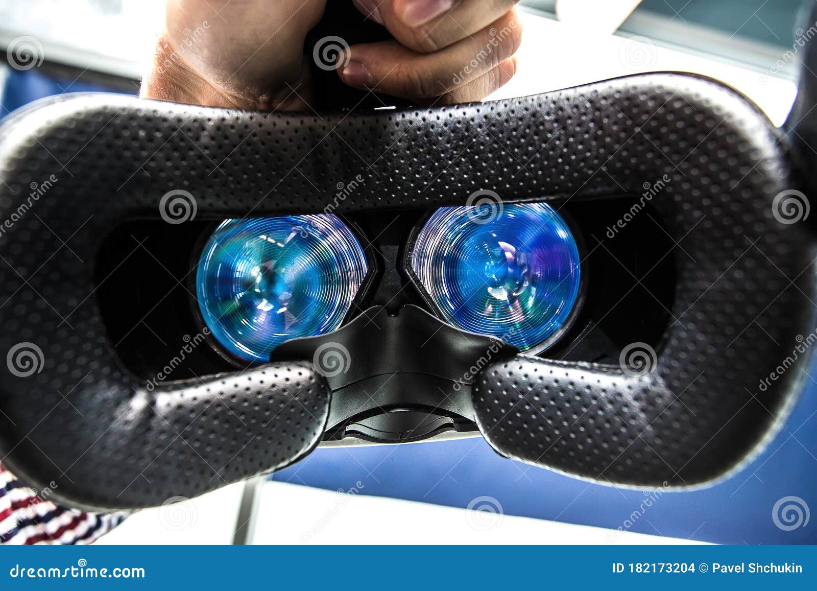 Virtual Reality Helmet. Inside View of Optical Lenses Stock Photo ...