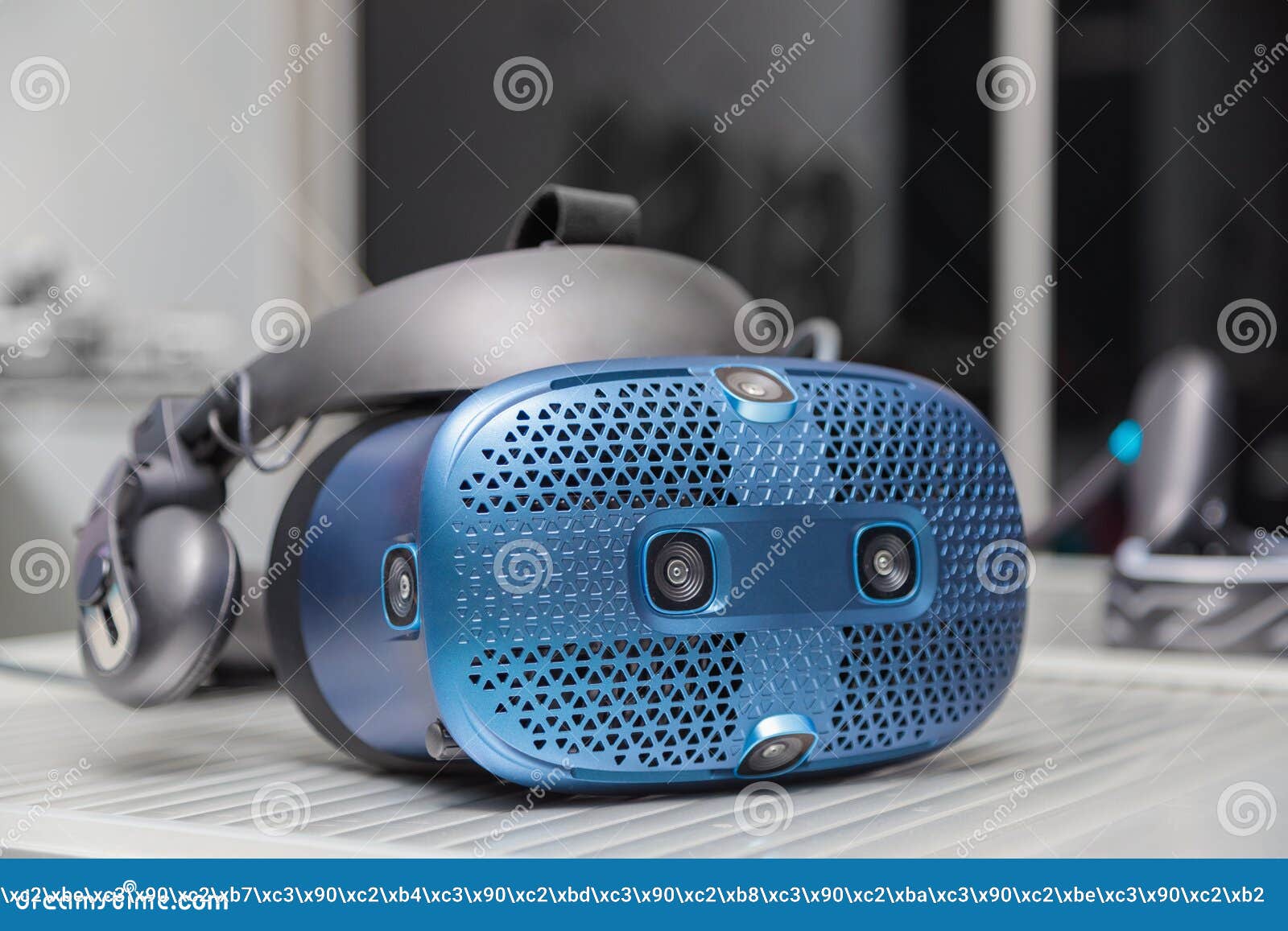 Virtual Reality Helmet. VR Headset. 3D Rendering with Virtual Reality ...