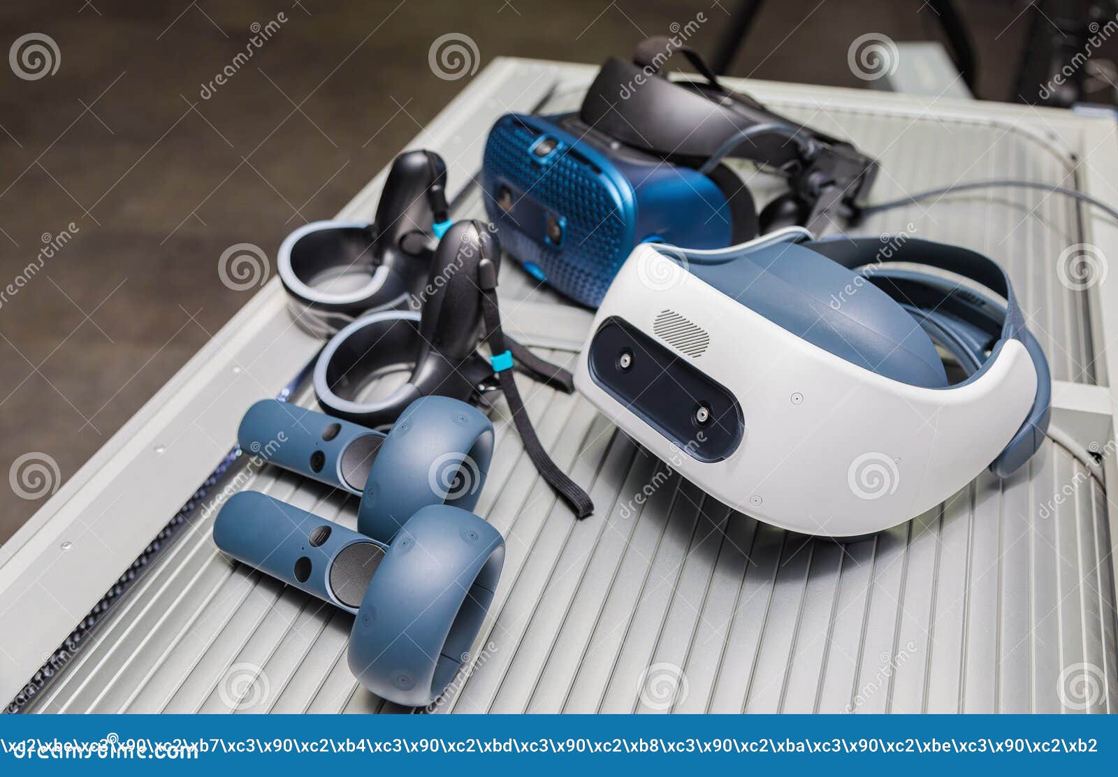 Virtual Reality Helmet. VR Headset. 3D Rendering with Virtual Reality ...
