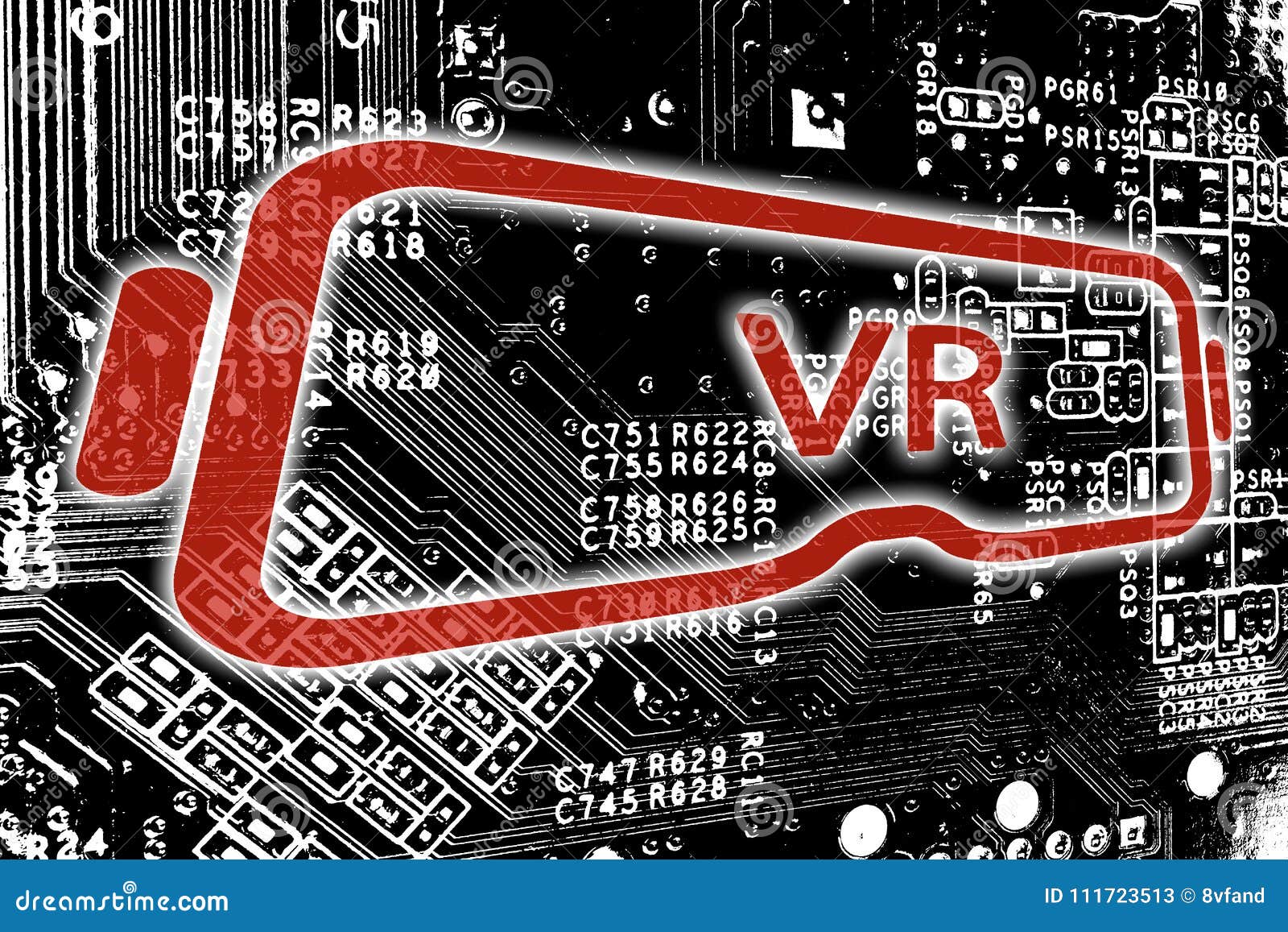 Virtual Reality Icon with Circuit Board Concept Stock Image - Image of ...