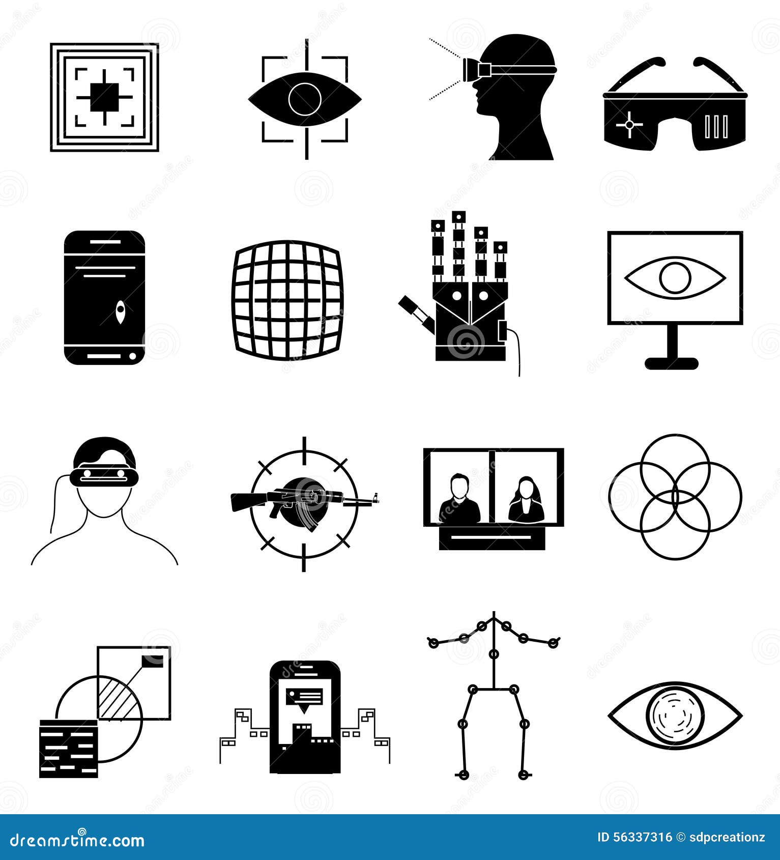 Virtual reality icons set stock vector. Illustration of people - 56337316