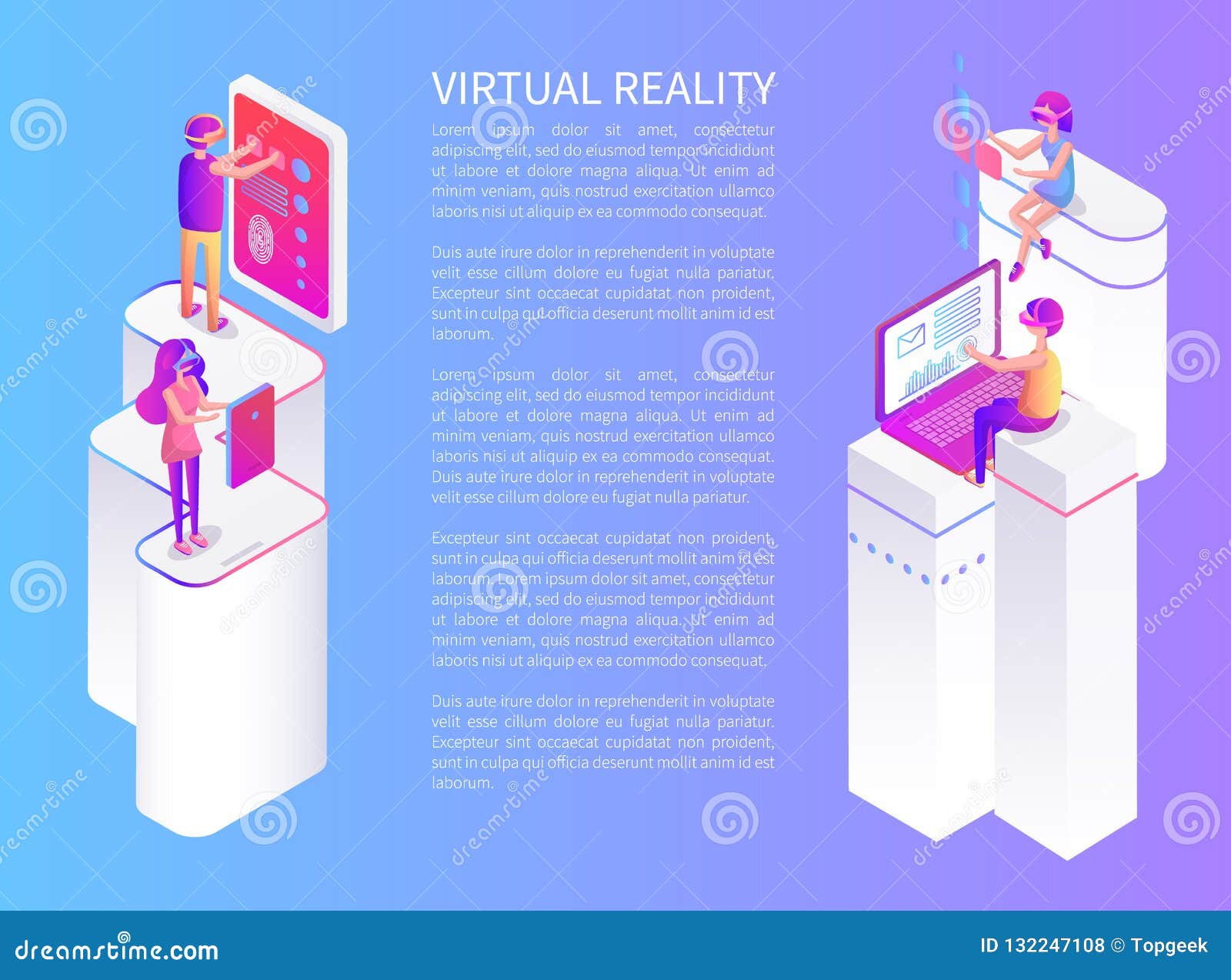 Virtual Reality Text Poster Vector Illustration Stock Vector ...