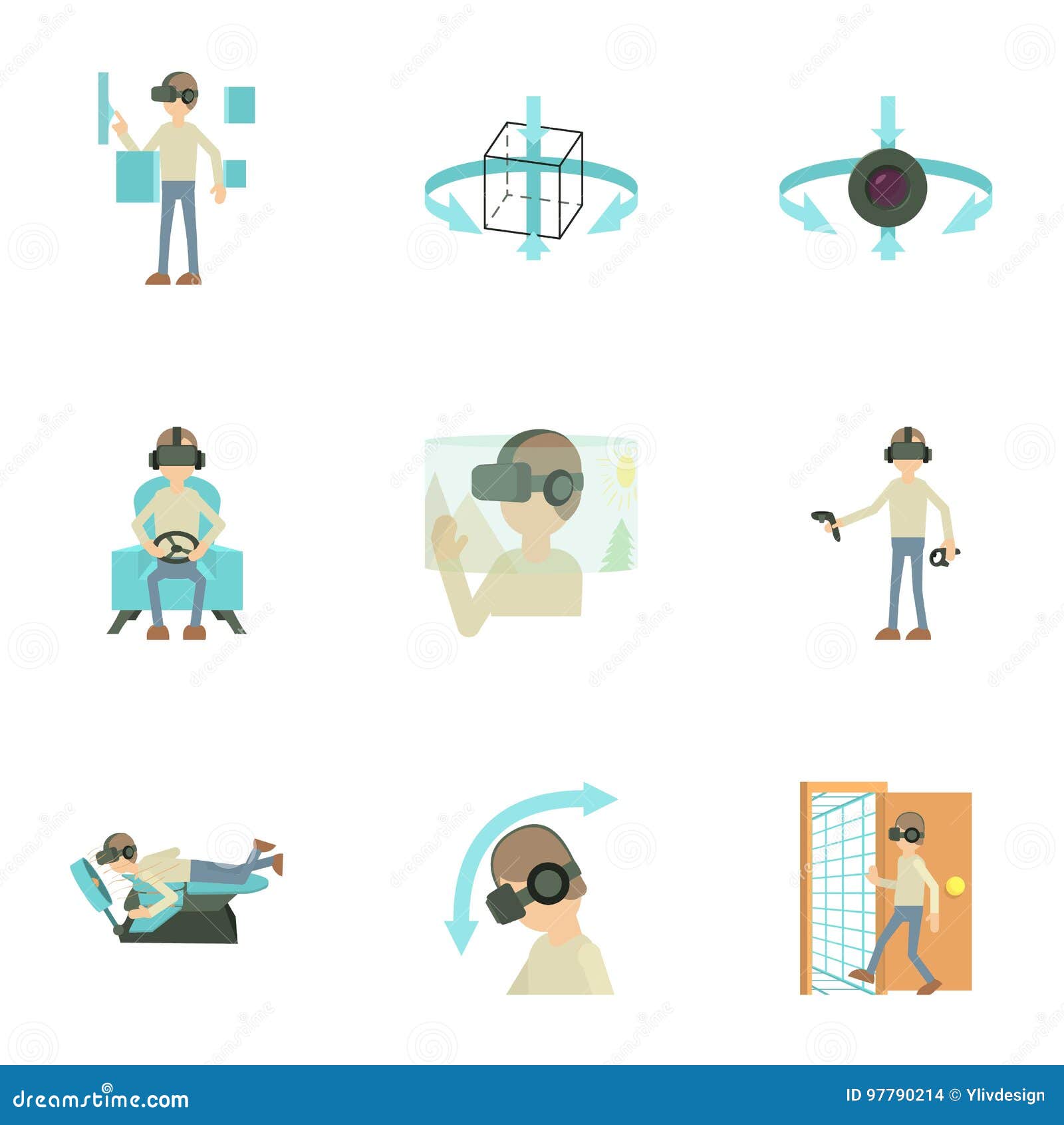 Virtual Reality Interface Icons Set, Cartoon Style Stock Vector ...