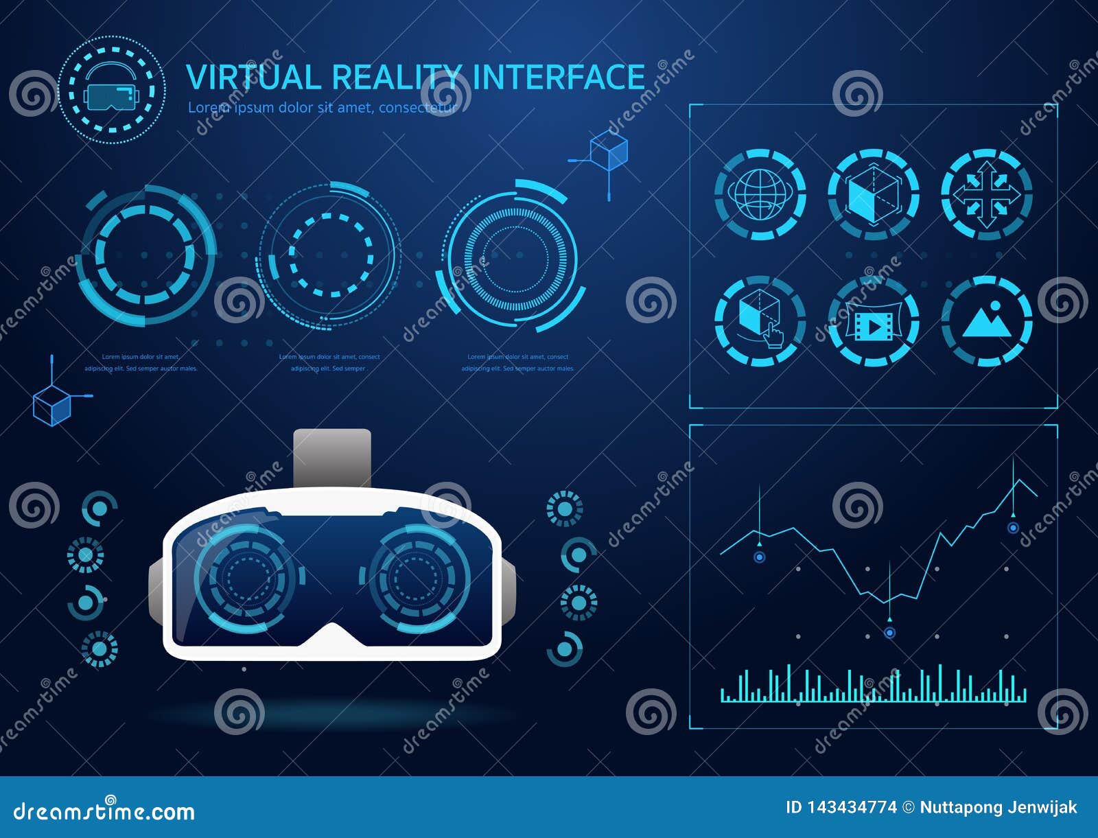 Virtual Reality Interface Technology Glasses Stock Vector ...