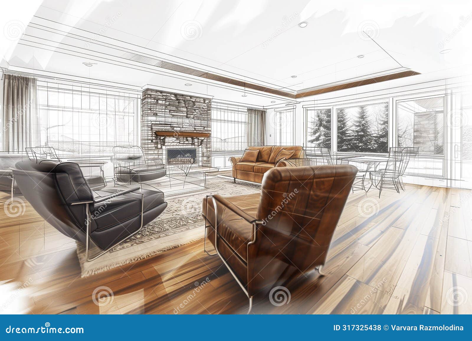 Virtual Reality Interior Design, Augmented Reality Effect Stock Photo ...