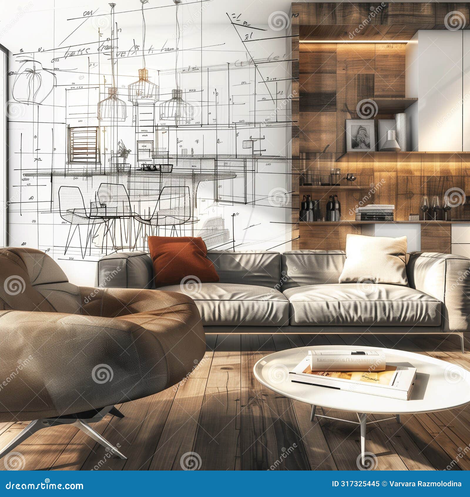 Virtual Reality Interior Design, Augmented Reality Effect Stock Image ...