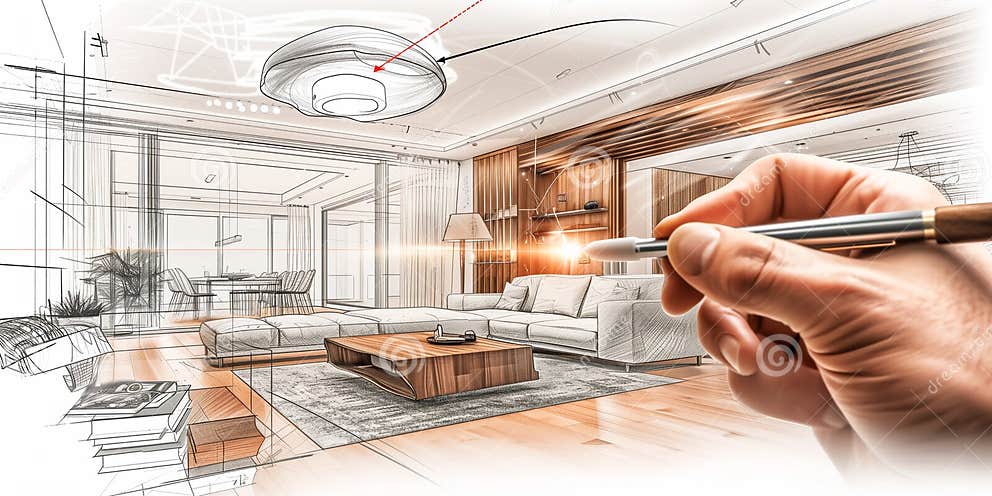 Virtual Reality Interior Design, Augmented Reality Effect Stock Photo ...