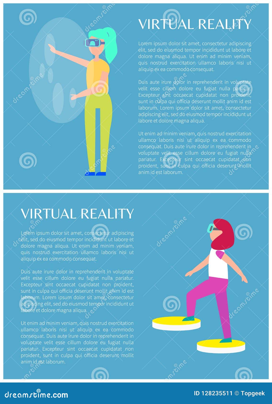 Virtual Reality Isolated on Bright Blue Image Stock Vector ...