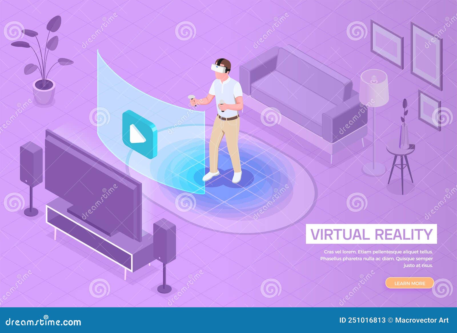 Virtual Reality Isometric Composition Stock Vector - Illustration of ...