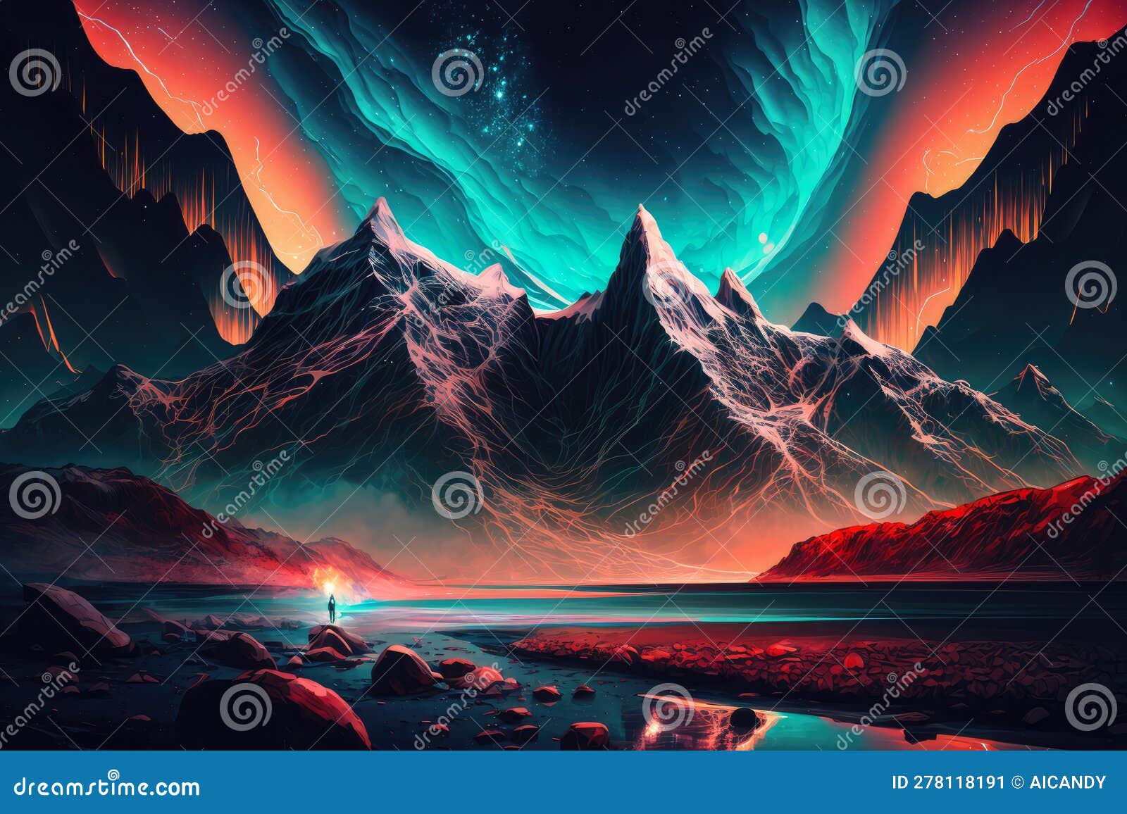 Virtual Reality Landscape with a Mesmerizing Aurora Borealis and Icy ...