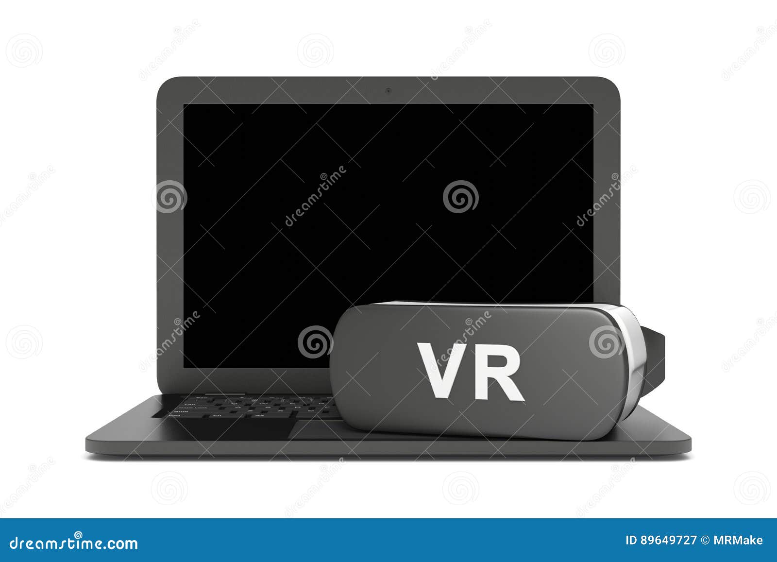 Virtual Reality Laptop Computer Stock Illustration - Illustration of ...