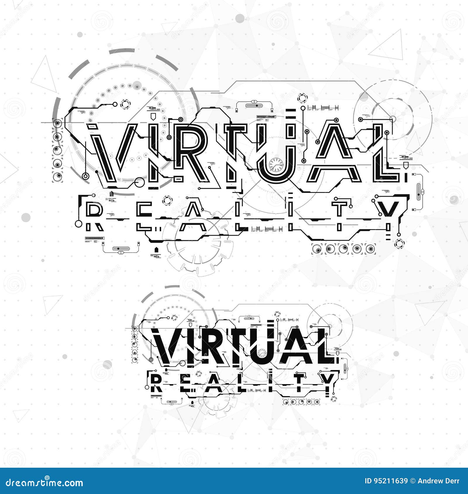 Virtual Reality. Lettering with Futuristic User Interface Elements ...