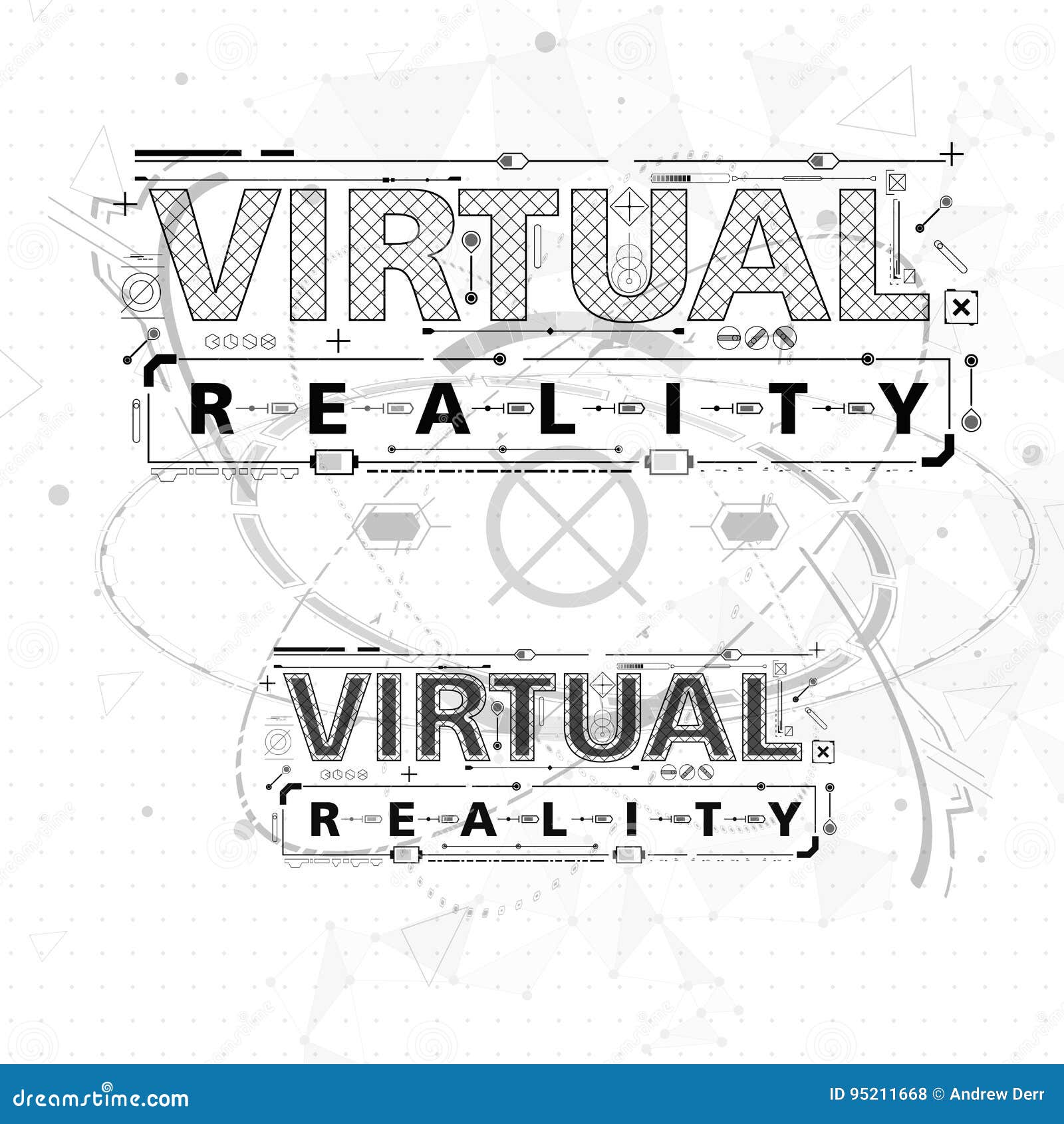 Virtual Reality. Lettering with Futuristic User Interface Elements ...