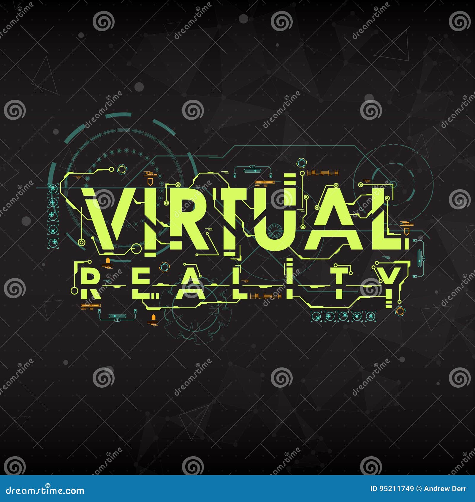 Virtual Reality. Lettering with Futuristic User Interface Elements ...