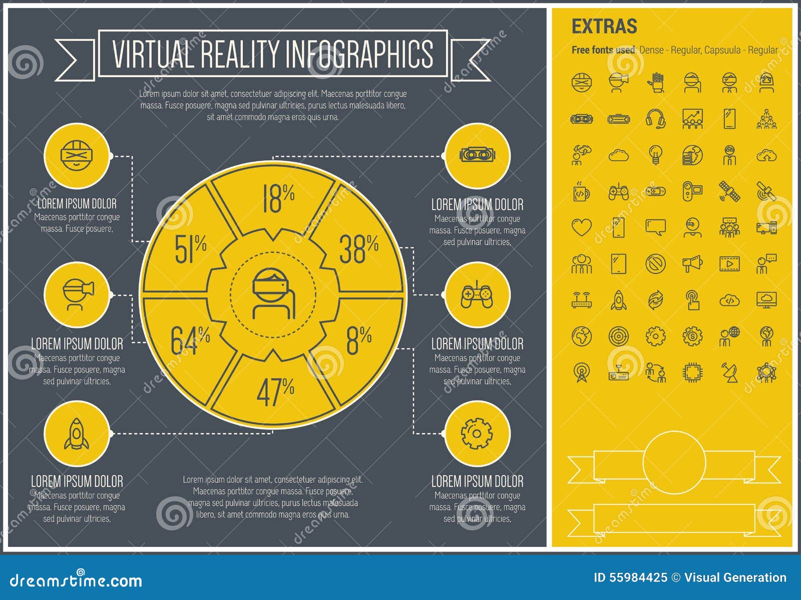 Virtual Reality Line Design Infographic Template Stock Vector ...