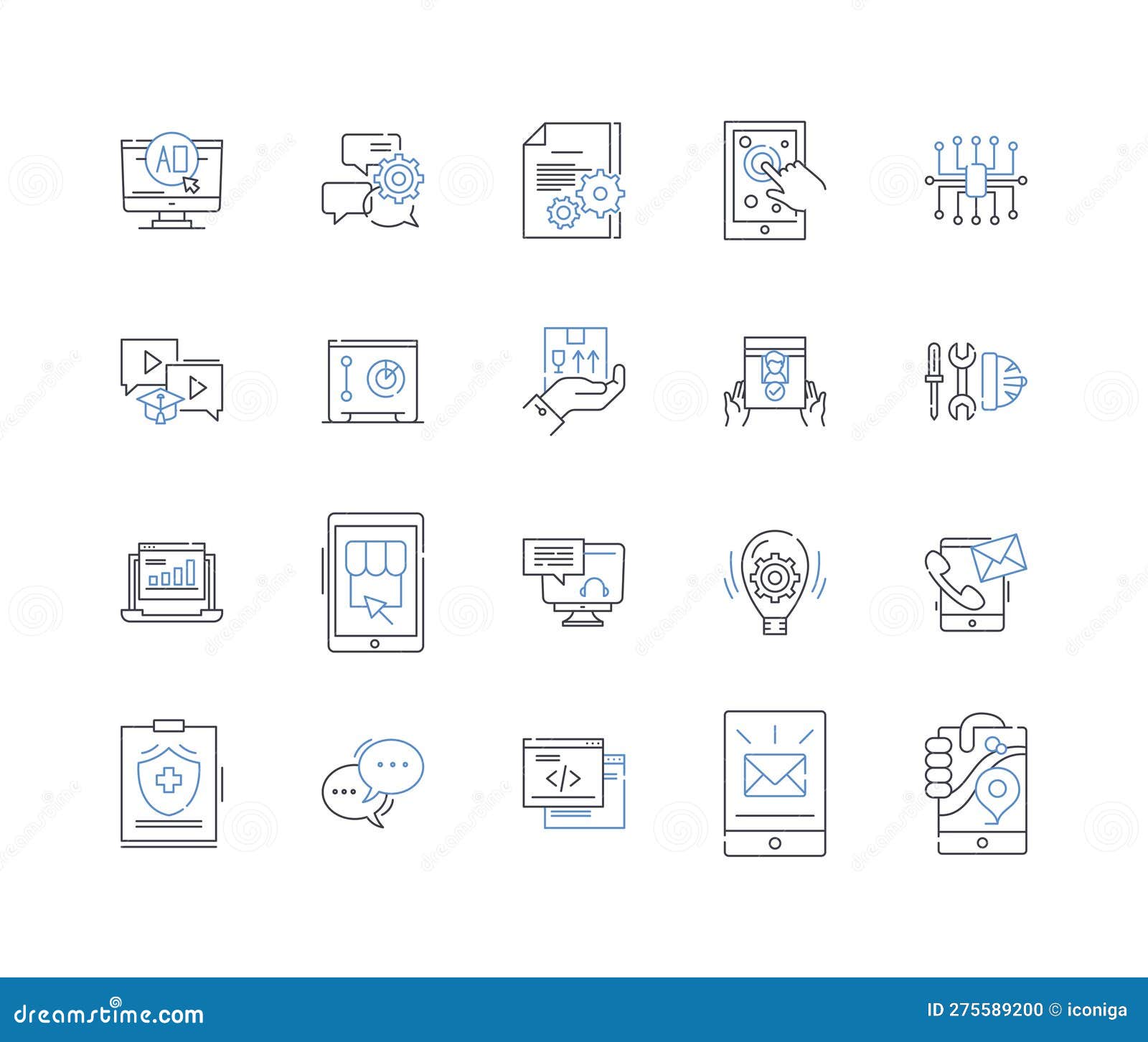 Virtual Reality Line Icons Collection. Immersion, Experience ...