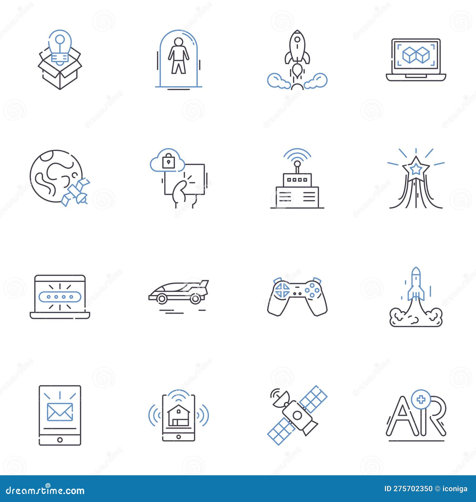 Virtual Reality Line Icons Collection. Immersion, Presence, Simulation ...
