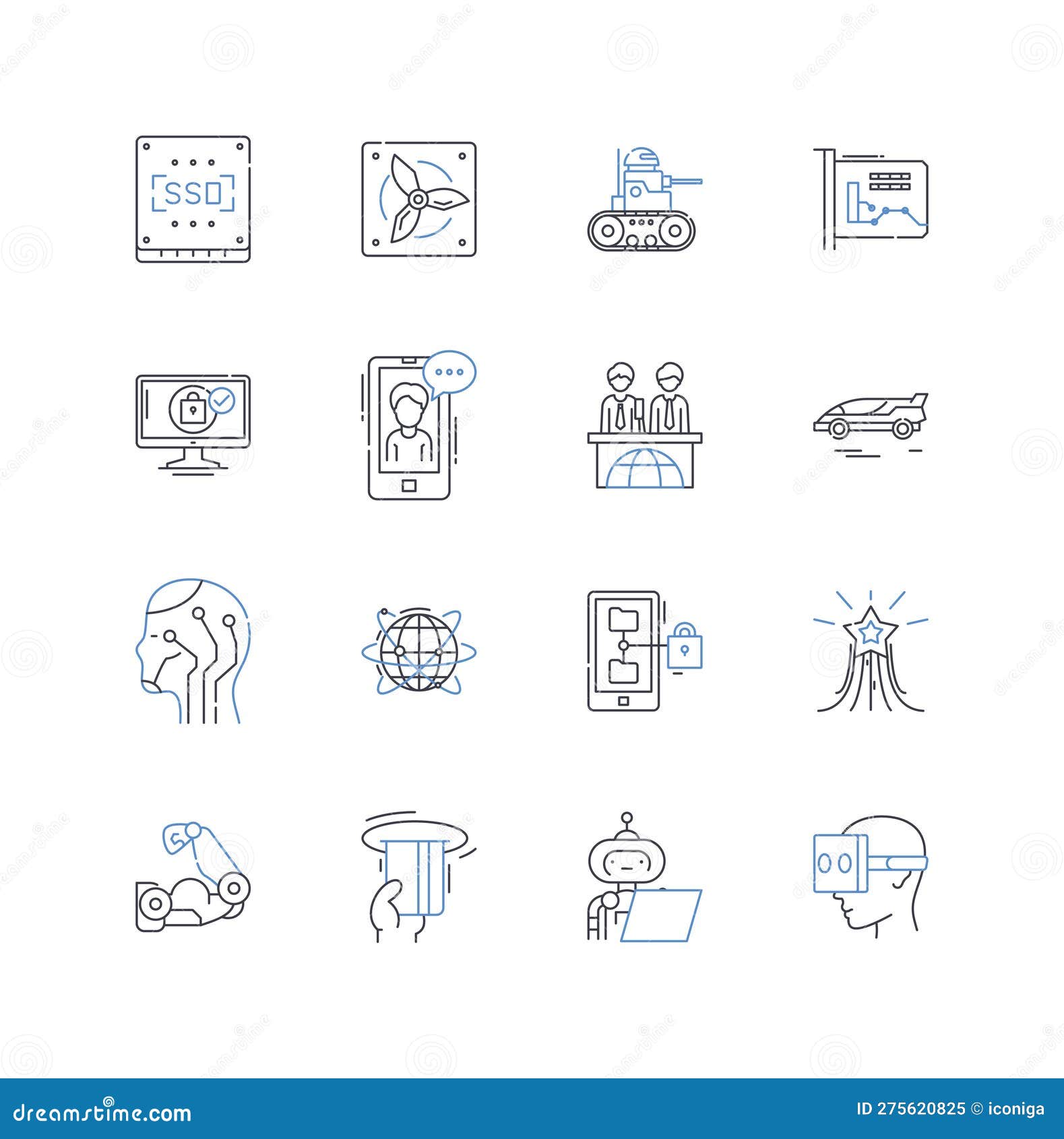 Virtual Reality Line Icons Collection. Immersive, Interactive ...