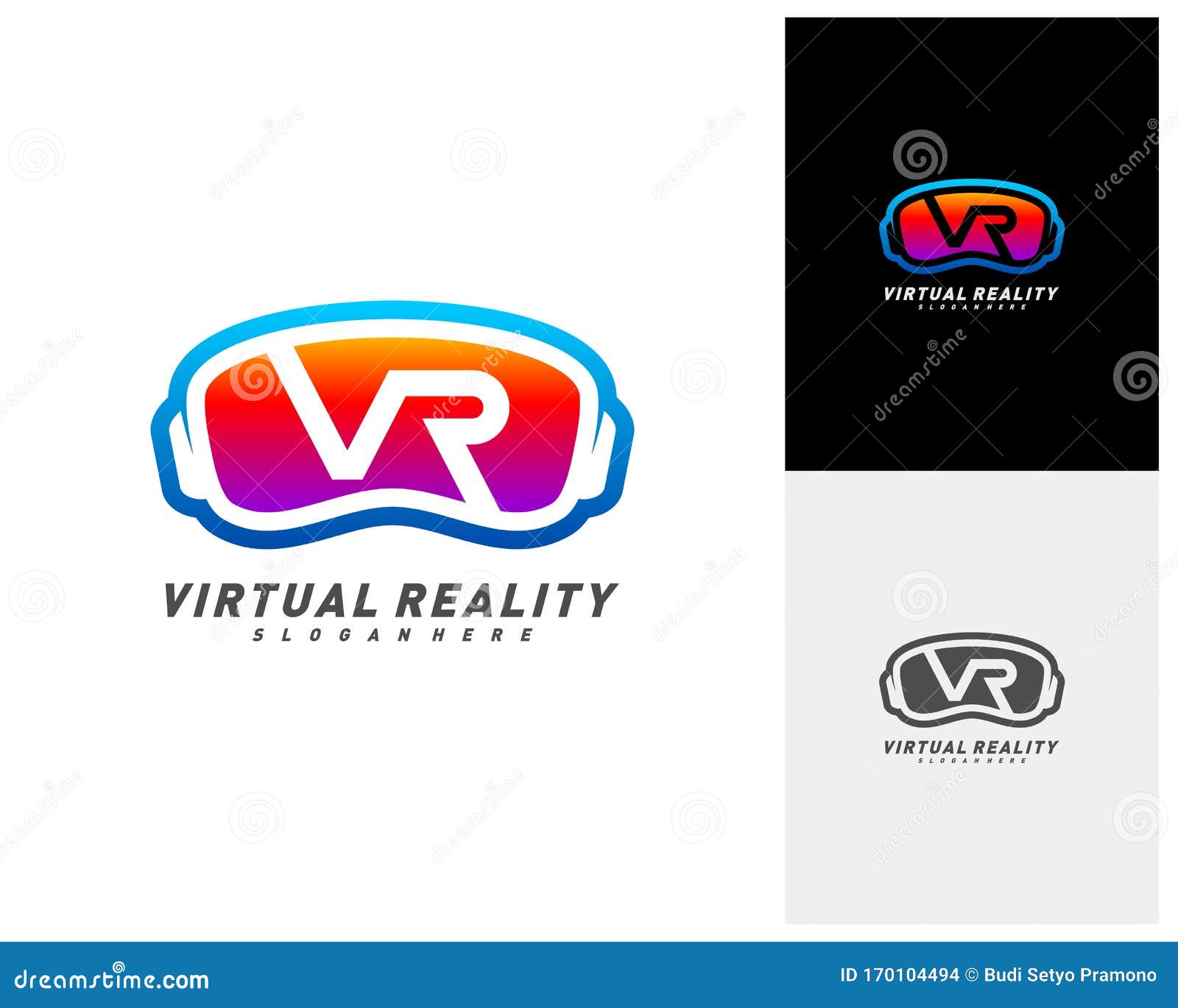 Virtual Reality Logo Template Design Vector, VR Letter Logo Design with ...