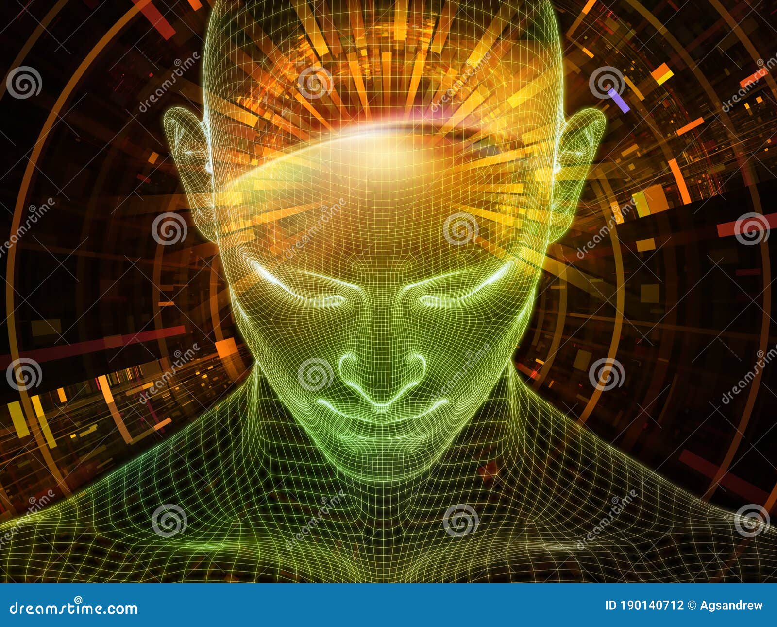 Virtual Brain Frequencies stock illustration. Illustration of brain ...