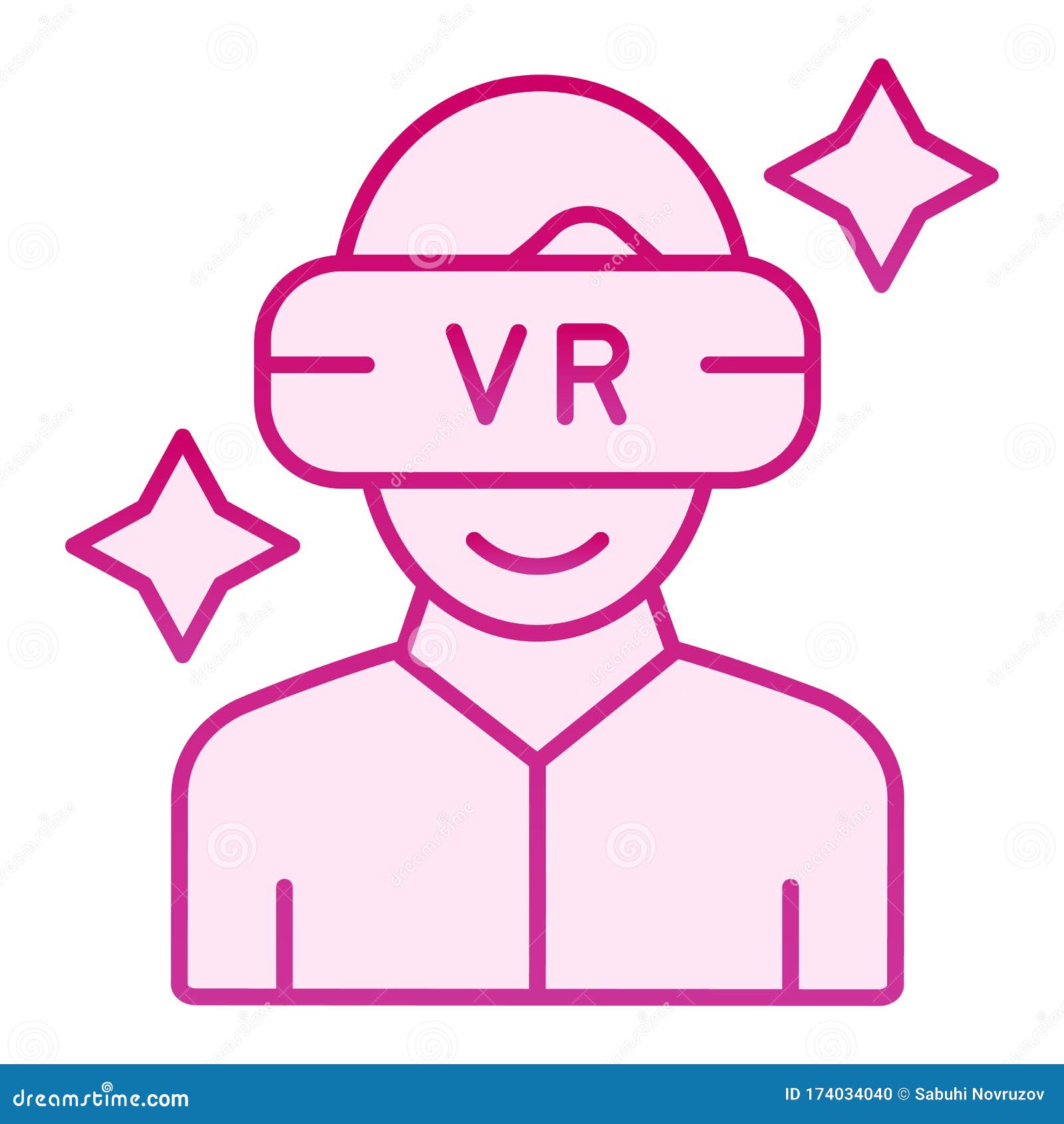Virtual Reality Mask on a Guy Flat Icon. Vr Glasses and Man Vector ...