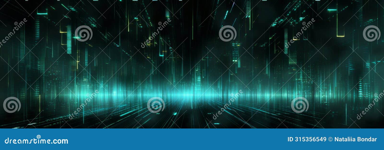 Virtual Reality Matrix with Glow of Information. Cyberspace with ...