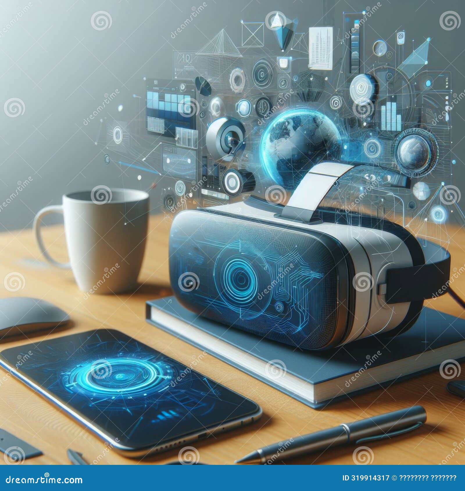 Virtual Reality Mockup,screen Mockup. Virtual Reality Goggles Stock ...