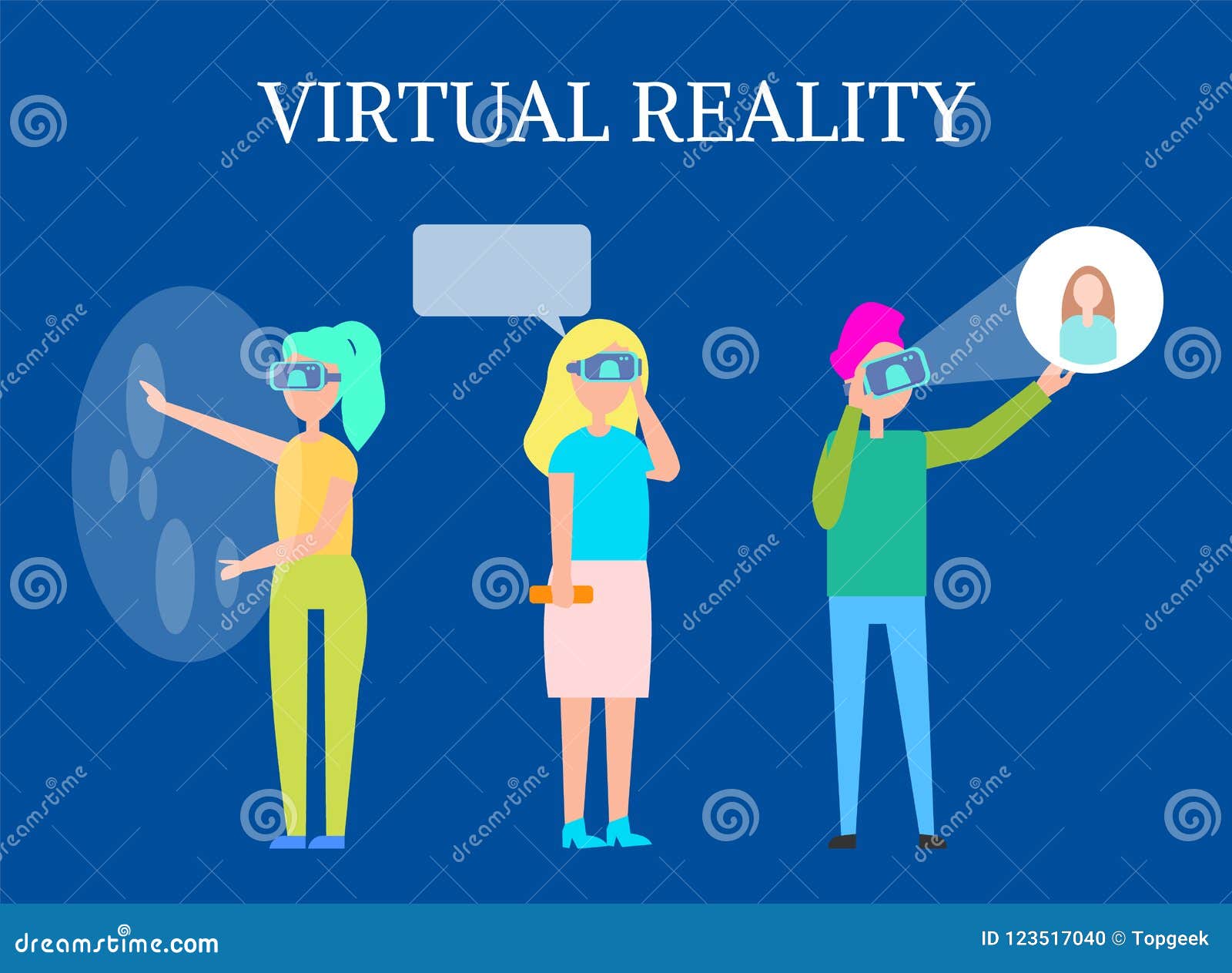 Virtual Reality Modern Interactive Technology Stock Vector ...