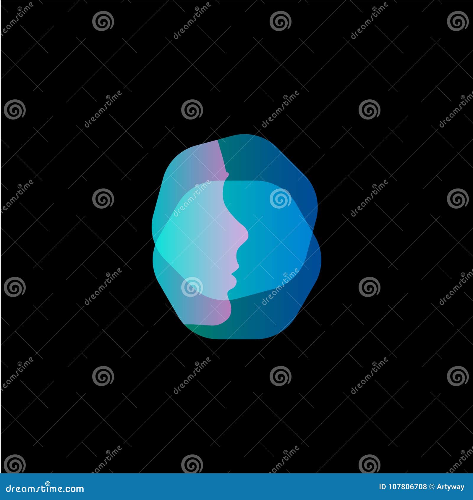 Virtual Reality Modern Vector Logo Template. Face Id Profile, Scanning ...