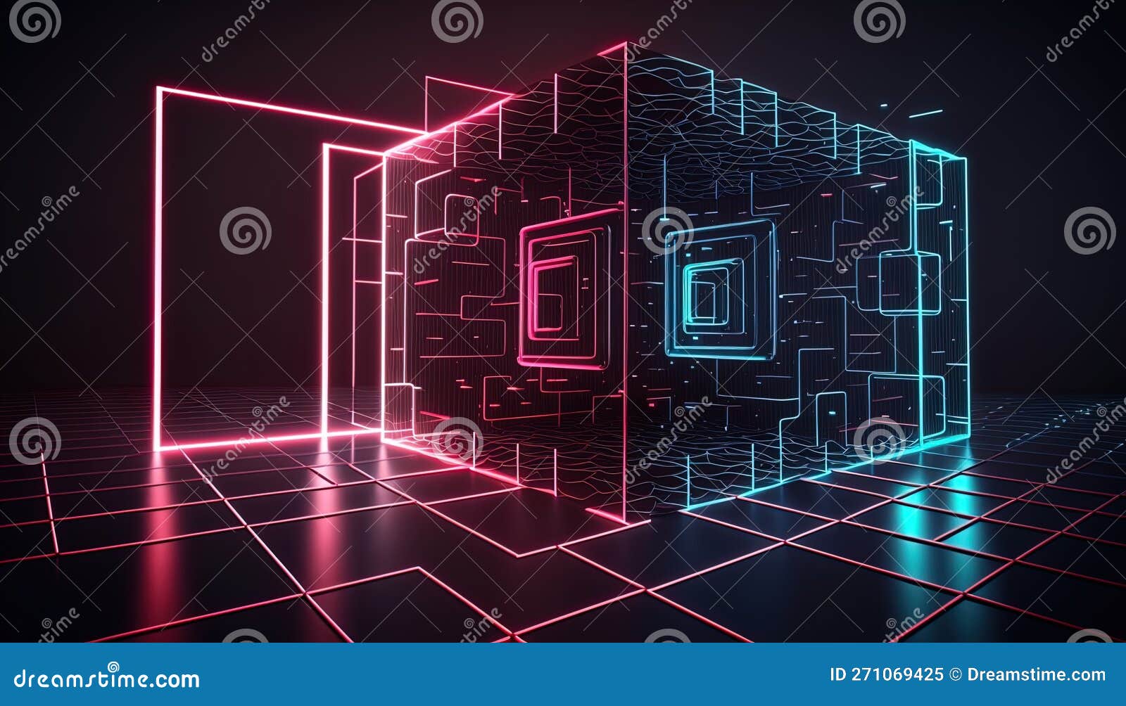 Virtual Reality Neon Room Second World Metaverse Created with ...