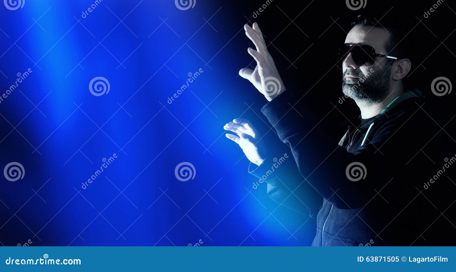 Virtual Reality New Technology Hacker Attack Blue Light Stock Image ...