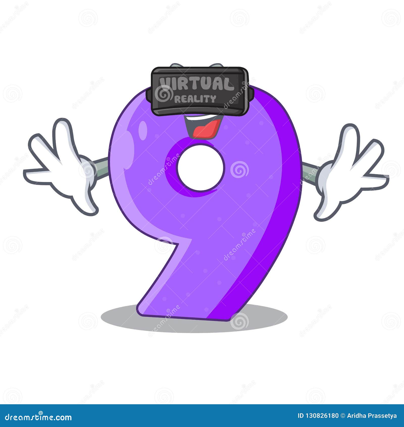 Virtual Reality Number Nine Balloon Font Shaped Charcter Stock Vector ...