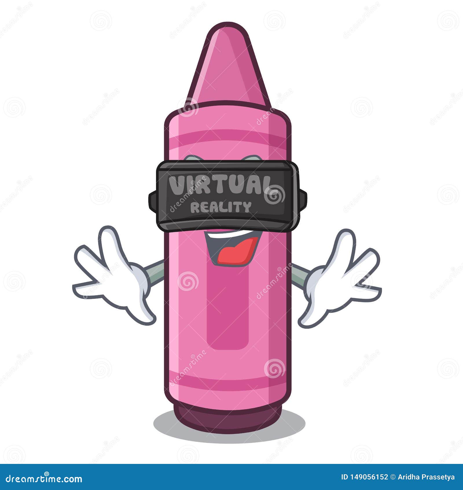 Virtual Reality Pink Crayons in the Character Shape Stock Vector ...