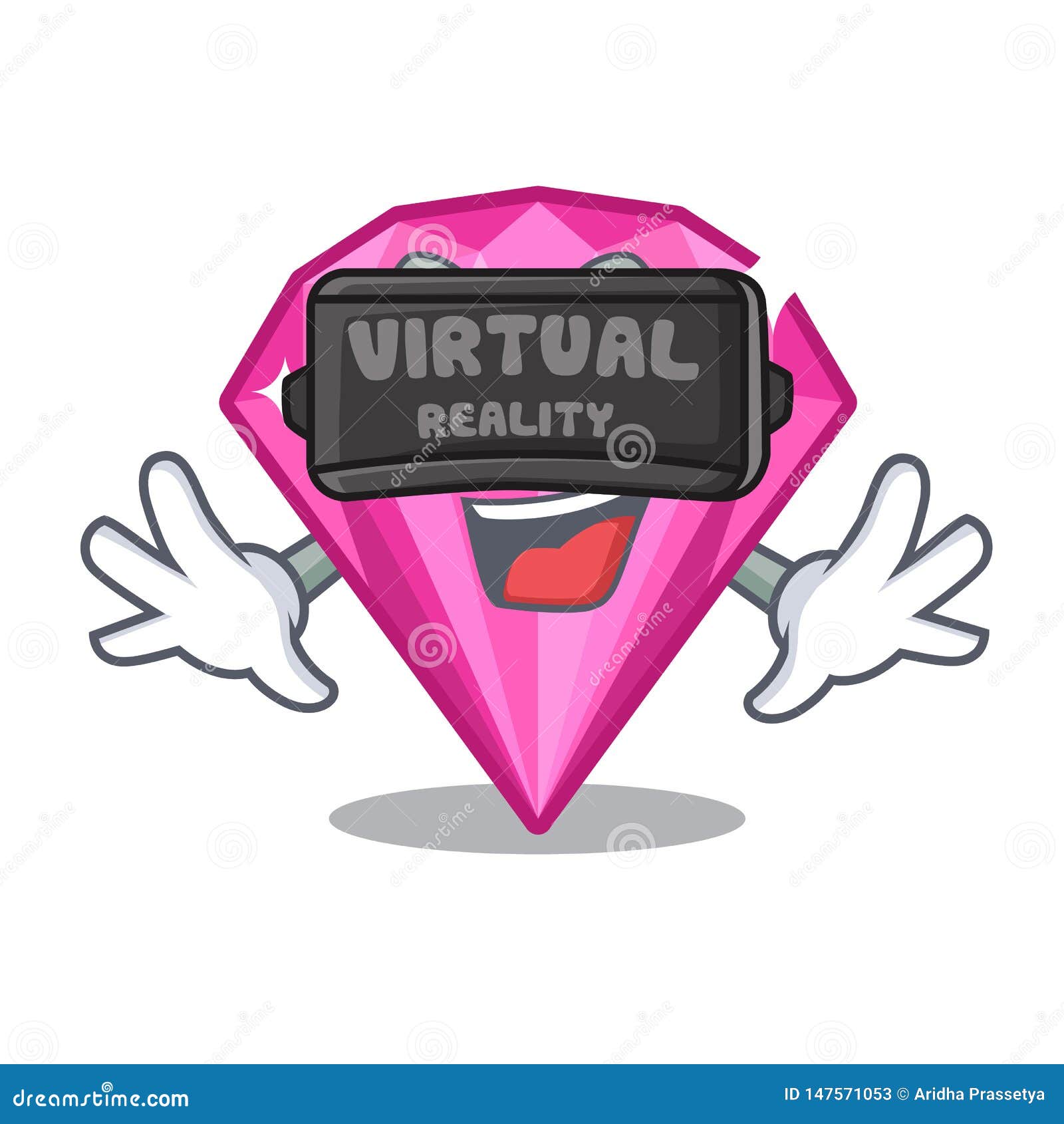 Virtual Reality Pink Diamond in the Mascot Shape Stock Vector ...