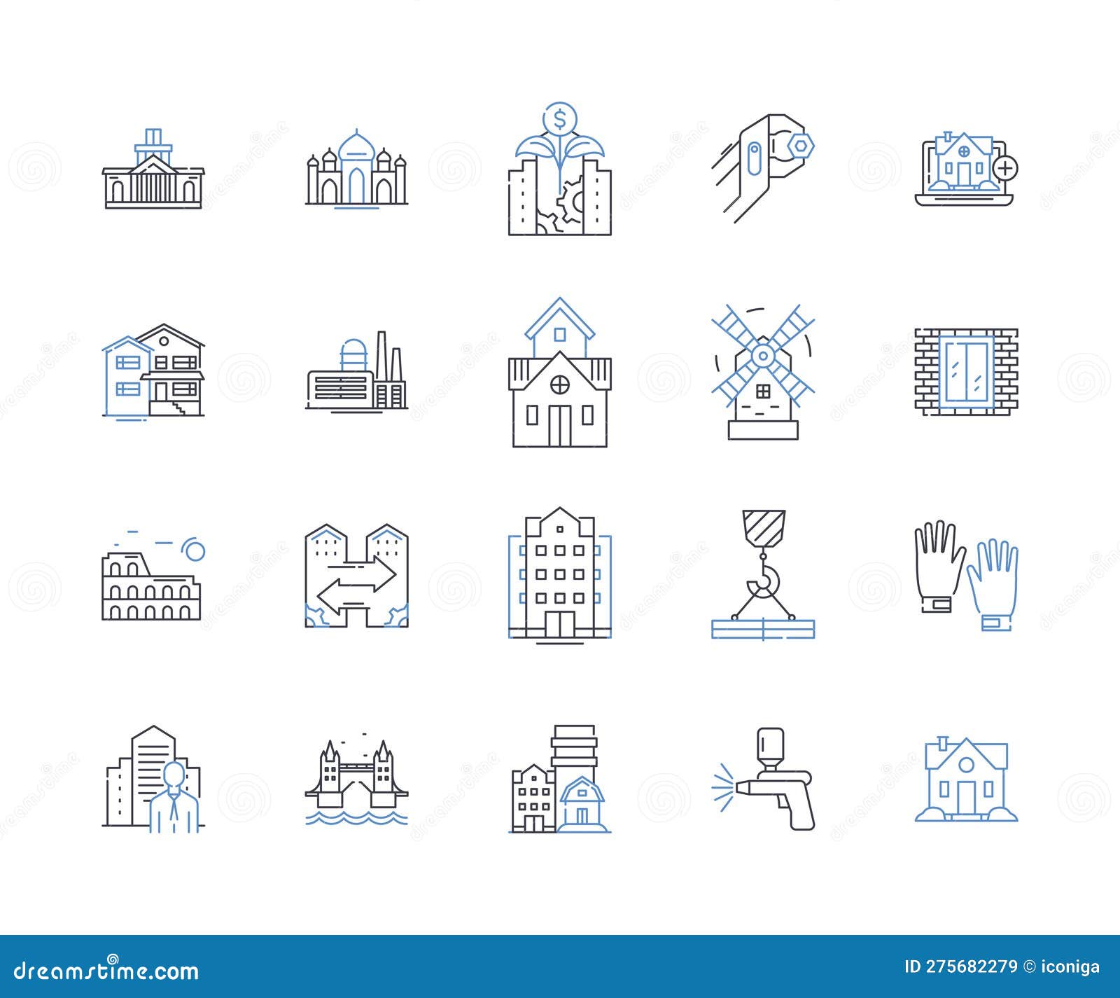 Virtual Reality Real Estate Line Icons Collection. Immersion ...