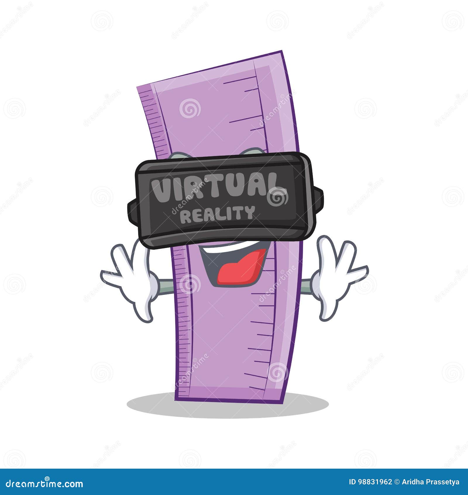 With Virtual Reality Ruler Character Cartoon Design Stock Vector ...