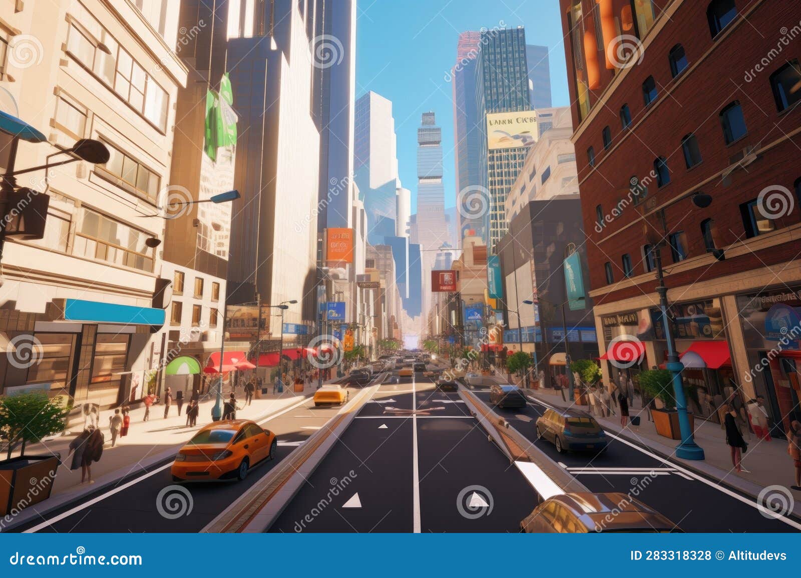 Virtual Reality Simulation of a Bustling Metropolis, with Towering ...