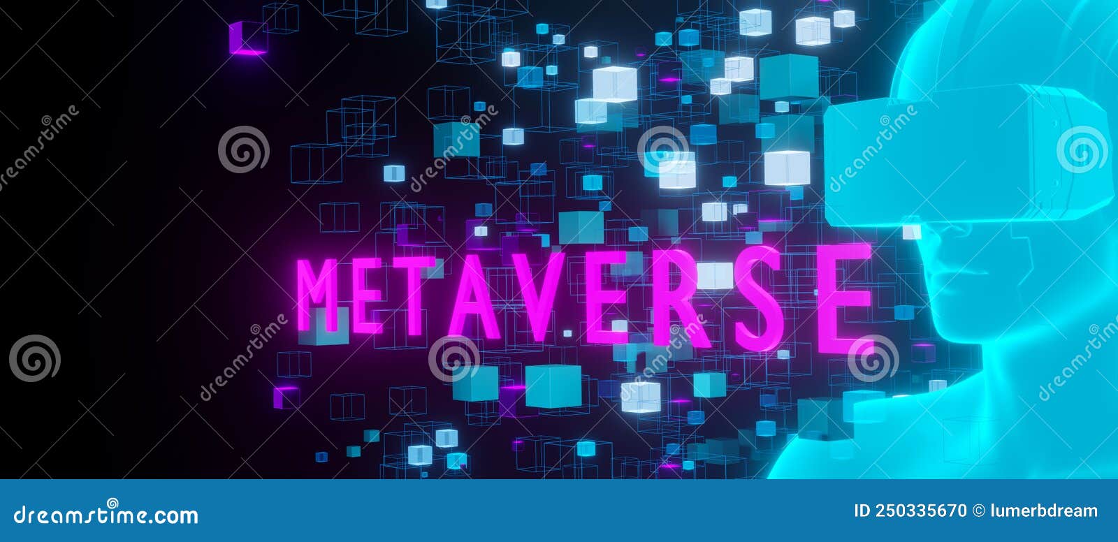 Virtual Reality Simulator Hologram Cube Metaverse Word 3d Render Stock ...