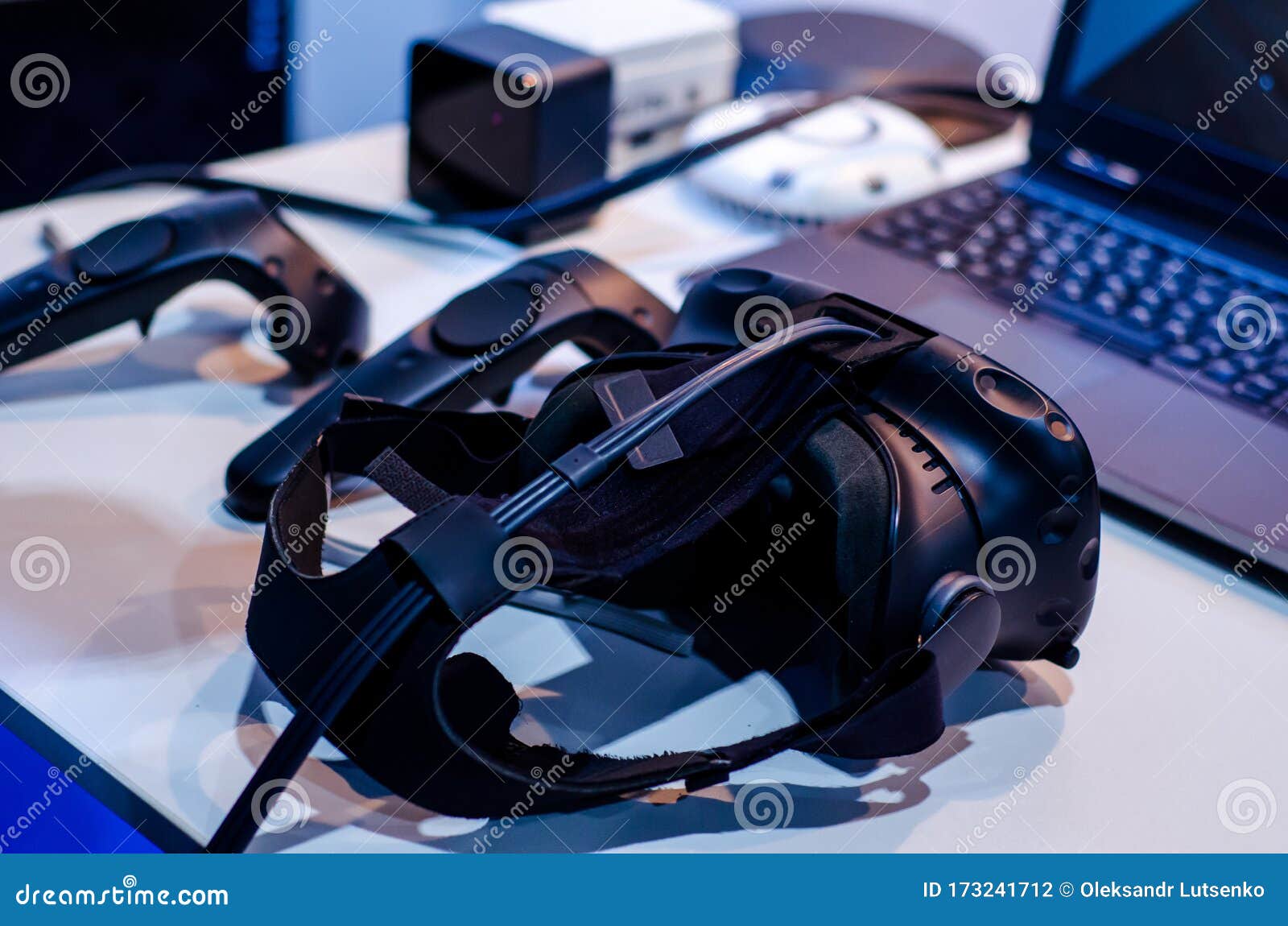 Virtual Reality System. VR Headsets with Controllers Stock Photo ...