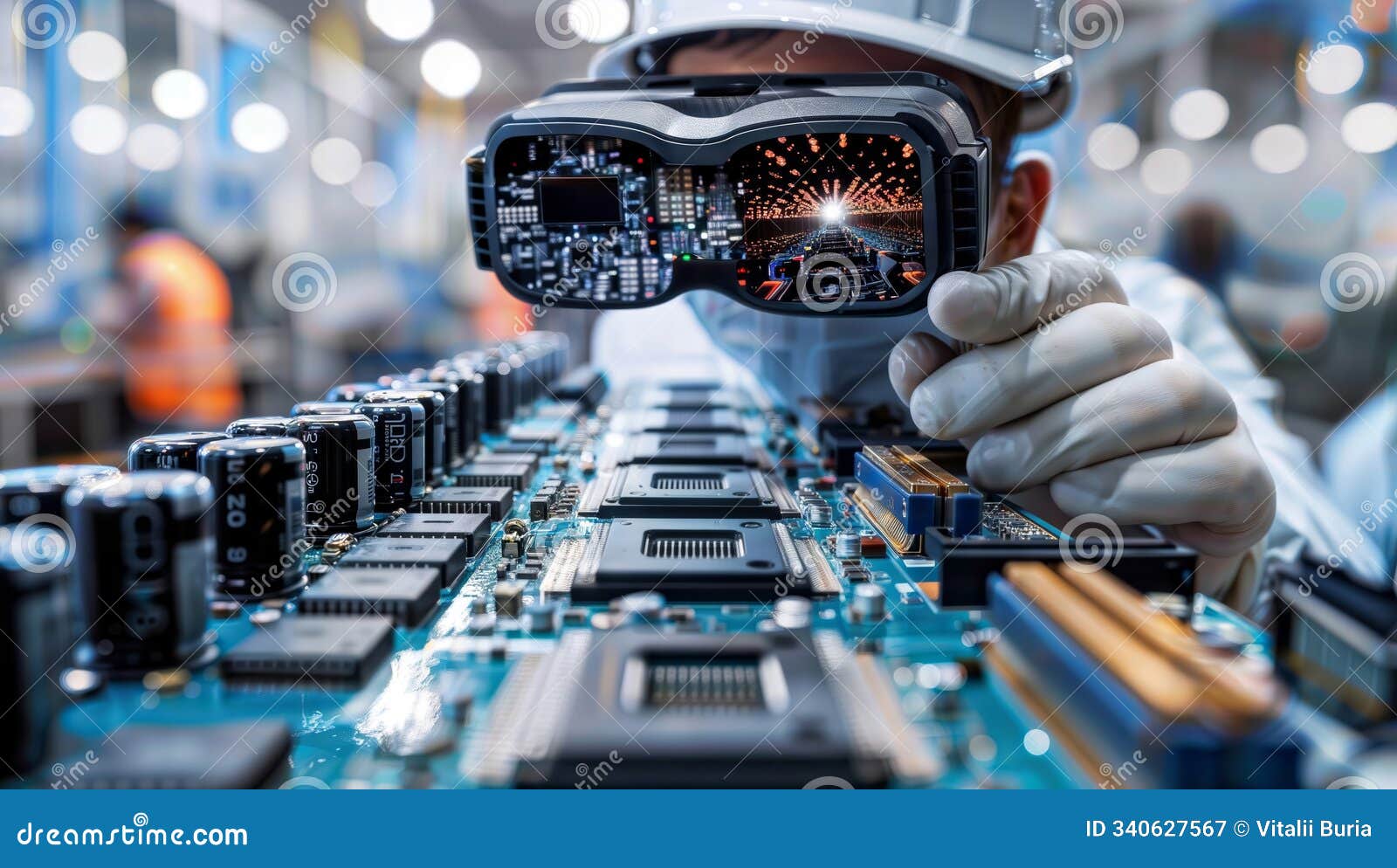 VR Headset Displays A Computer-generated 3D Virtual Environment Stock ...